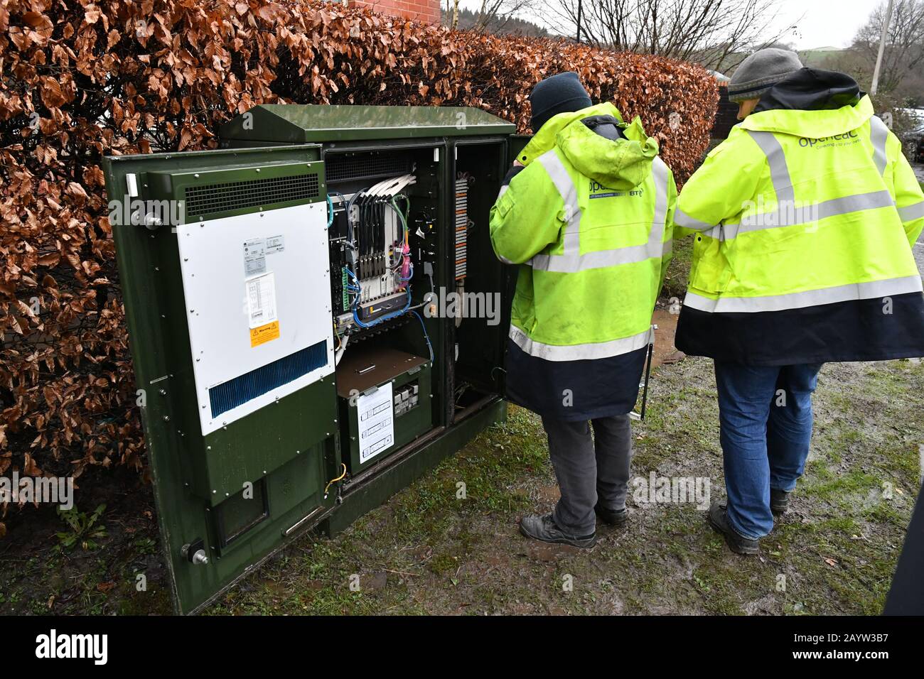 BT Openreach engineers get access to the distribution box to repair ...