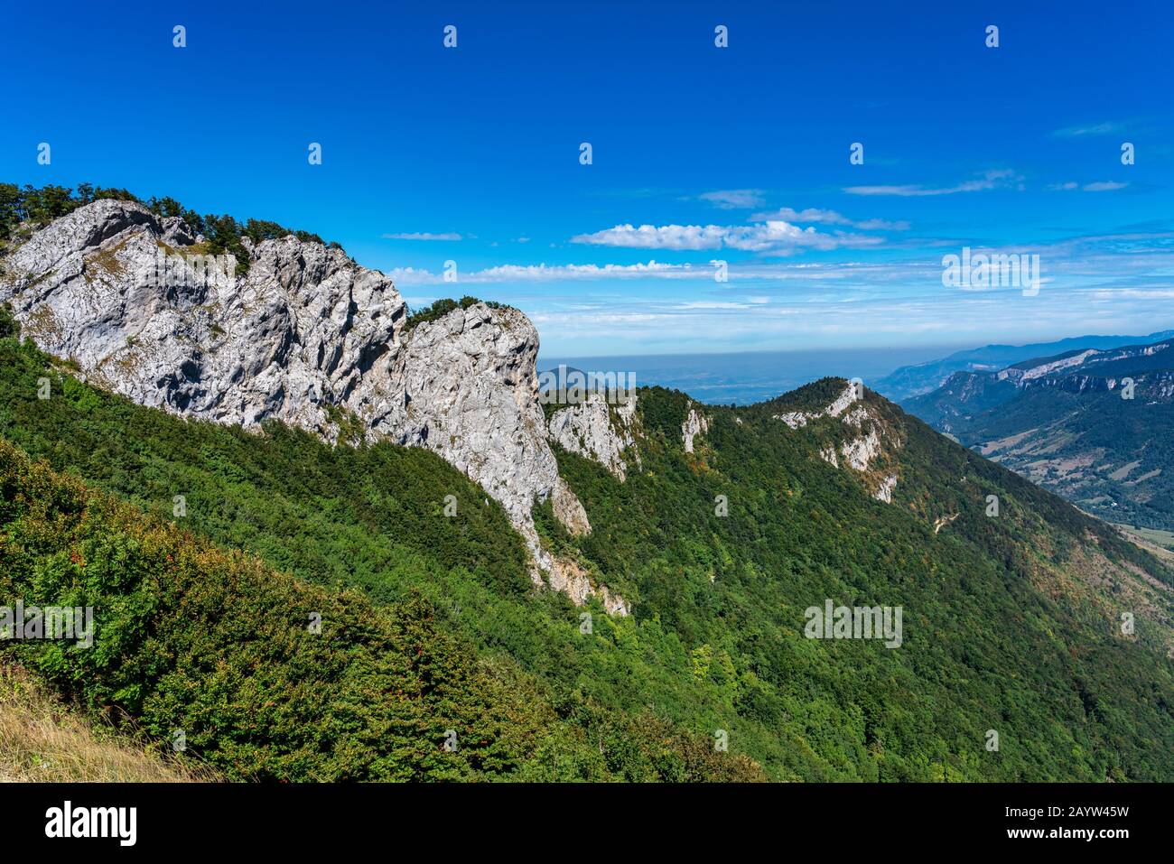 Col de Bataille, Ombleze, France. View on the plateau of Tete de la ...