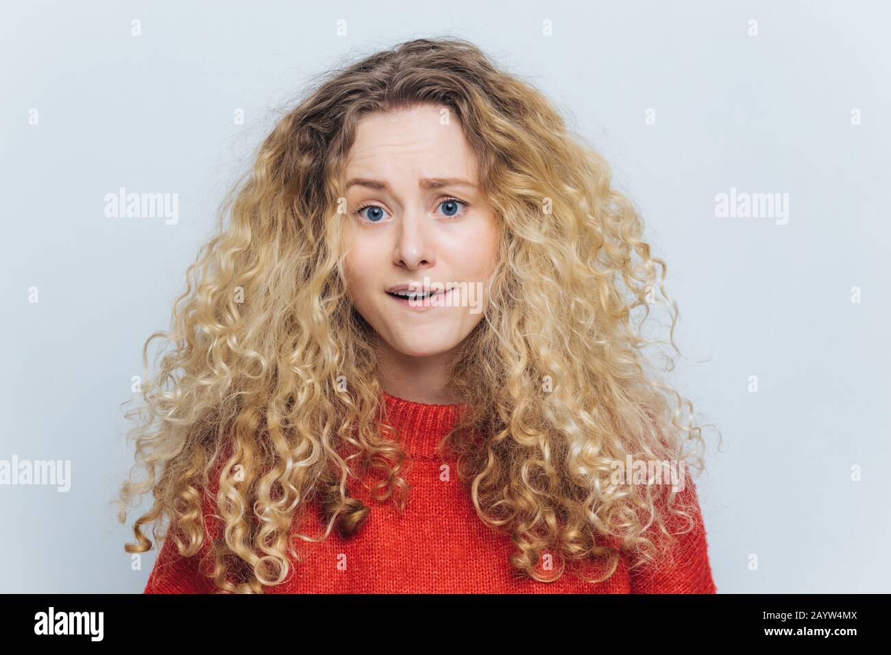 People, emotions and facial expressions concept. Adorable young woman ...