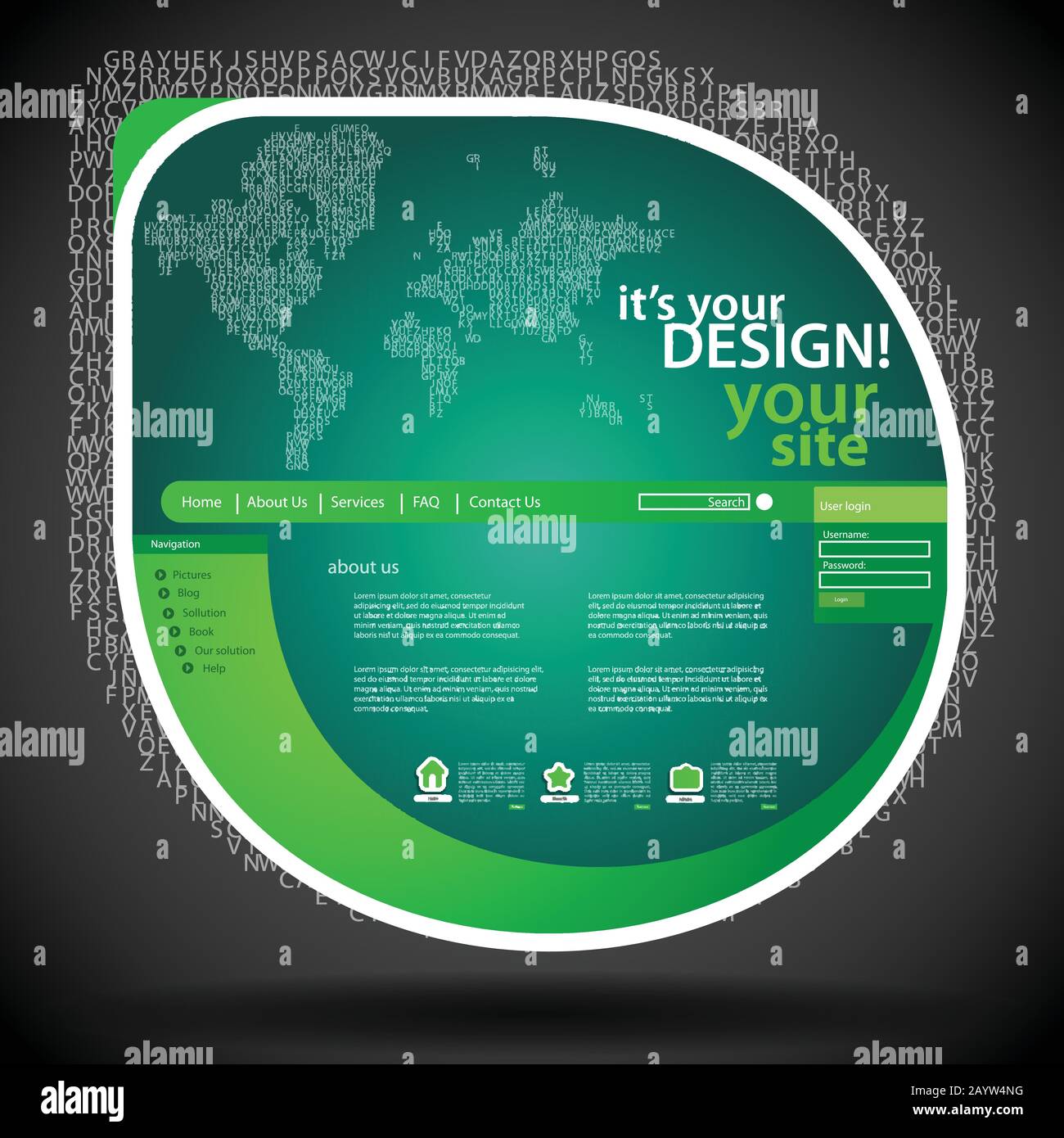 Map world illustration abstract curved Stock Vector Images - Alamy