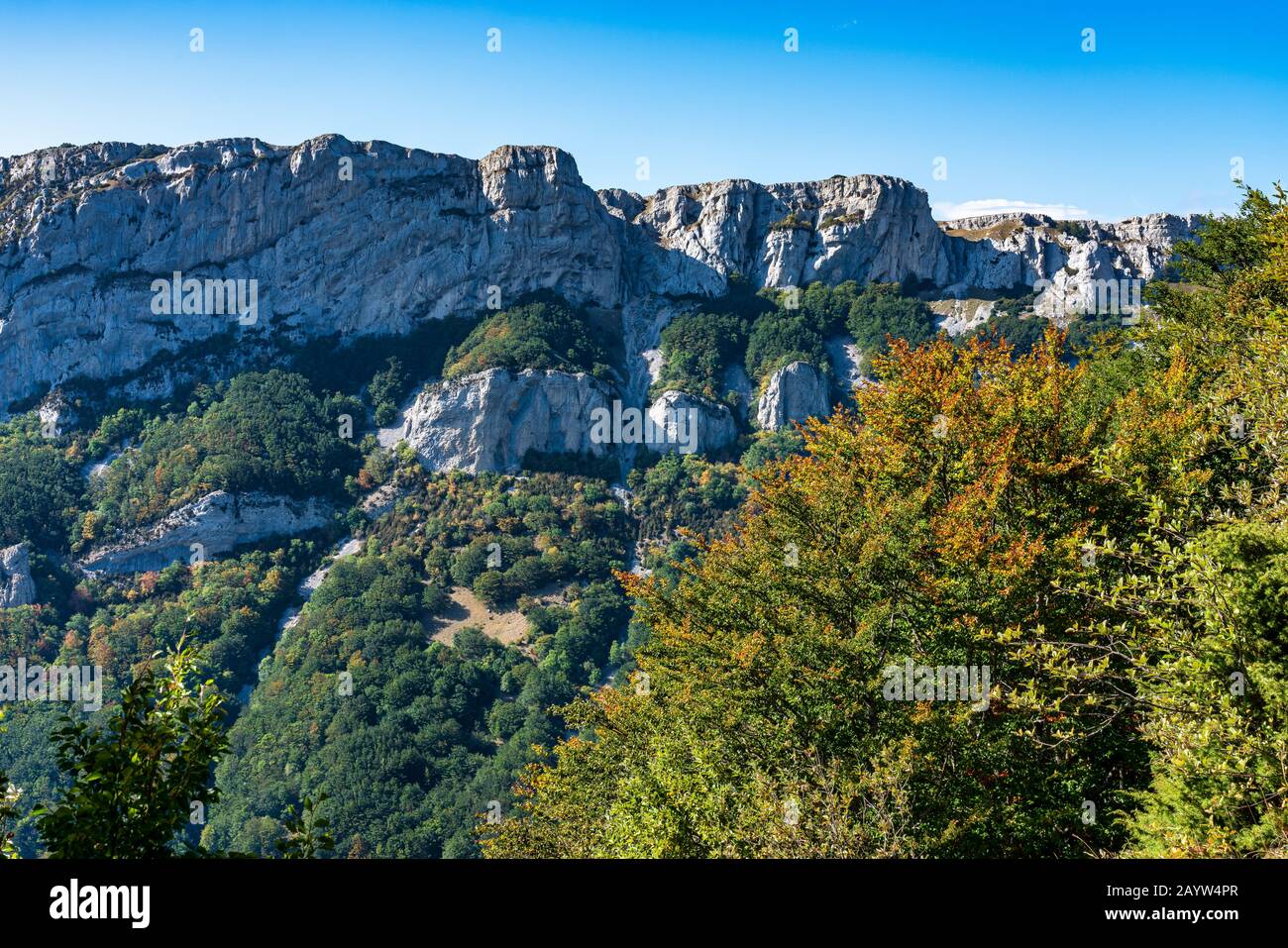 Col de Bataille, Ombleze, France. View on the plateau of Tete de la ...