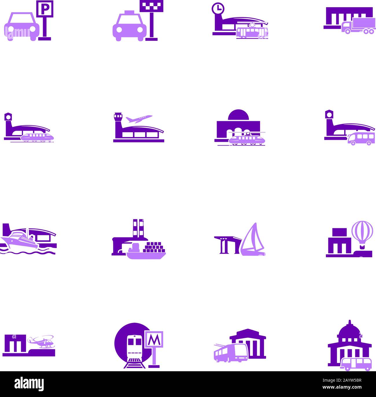 Stations of public transport icons set Stock Vector Image & Art - Alamy