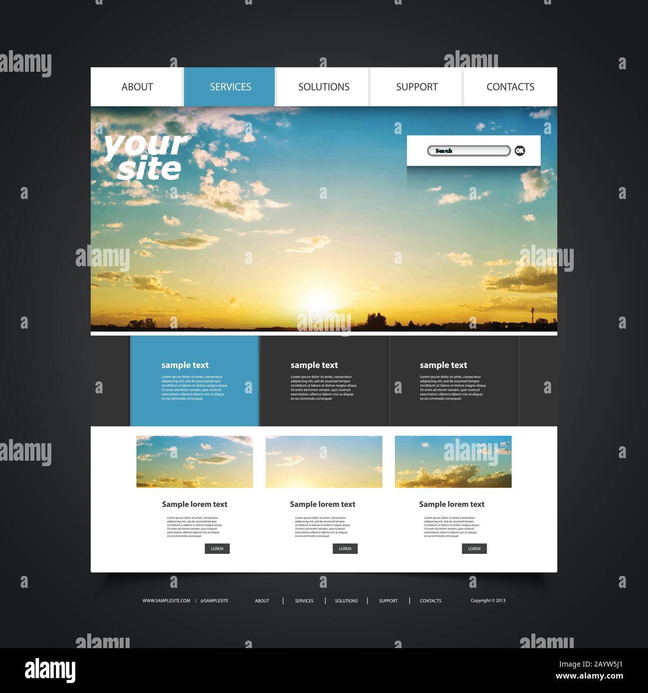Website Design Template for Your Business with Sunset Image Background ...