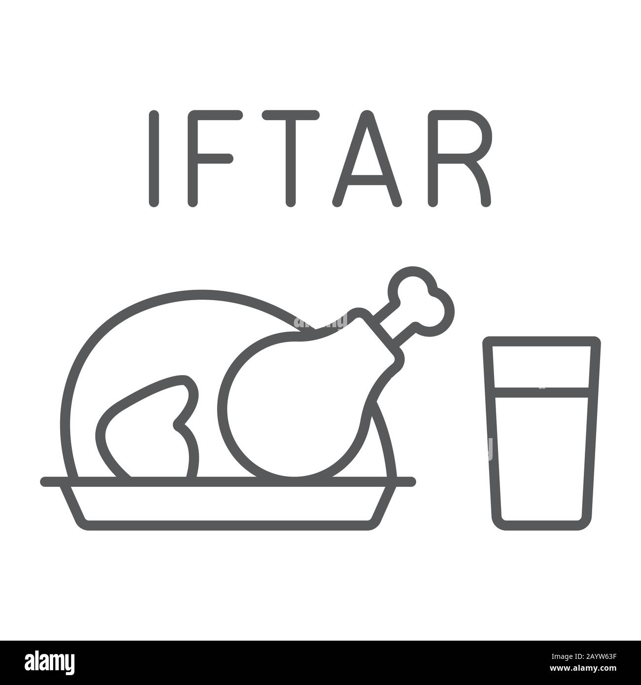 Ramadan iftar thin line icon, ramadan and islam, muslim food sign ...