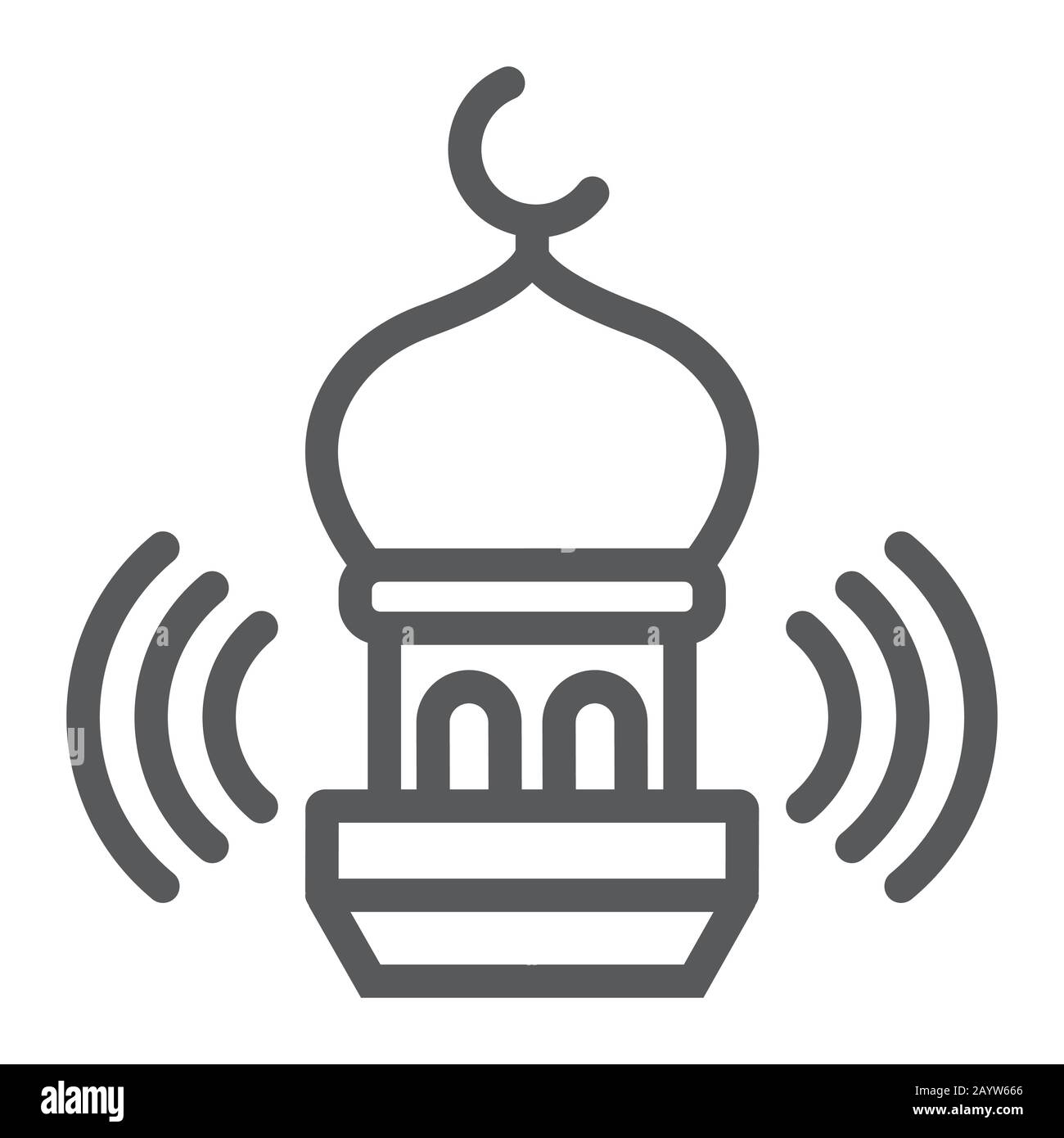 Adhan call line icon, ramadan and religion, mosque sign, vector ...