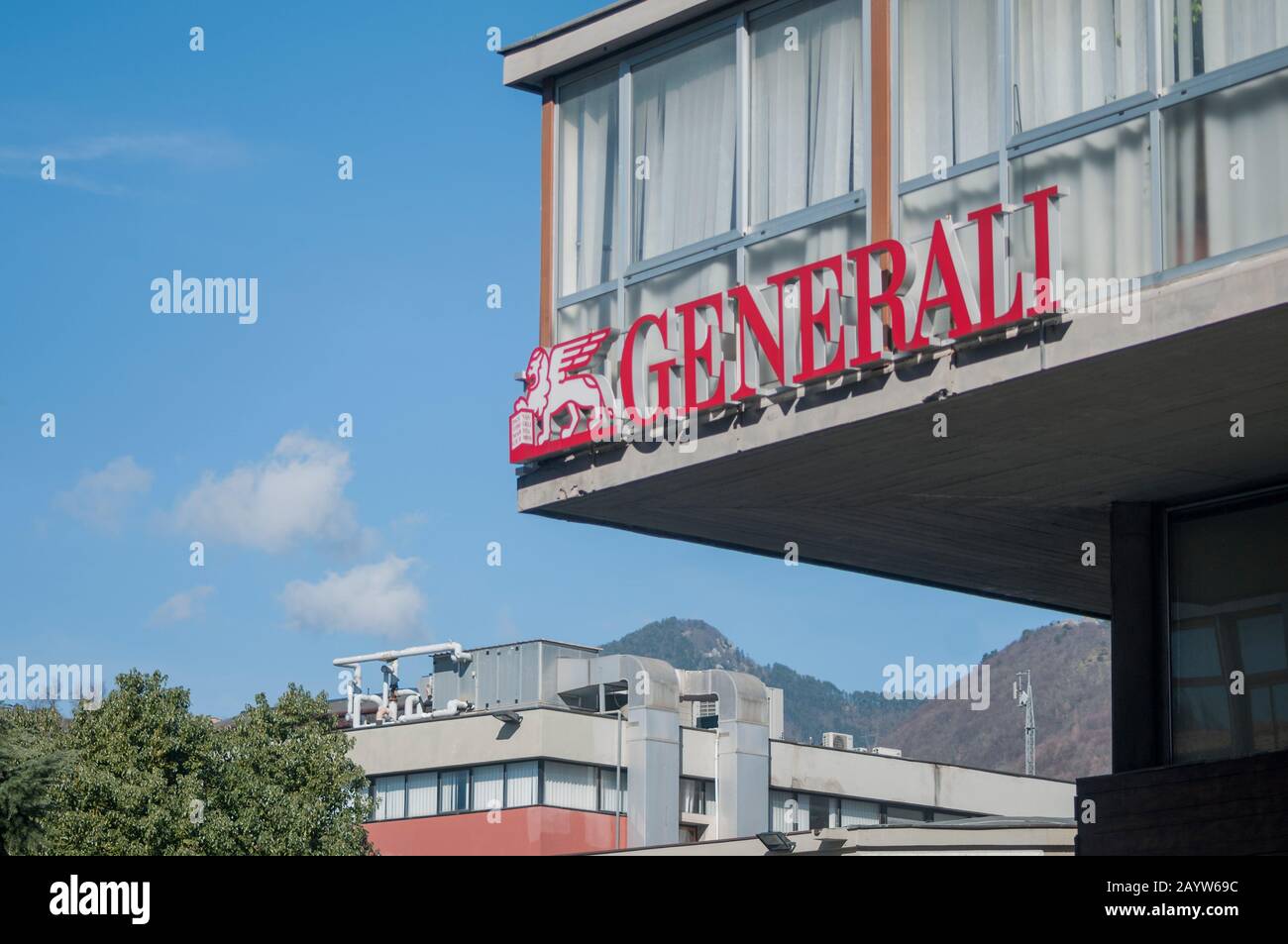 Carrara, Italy - February 16, 2020 - The offices of the Generali ...