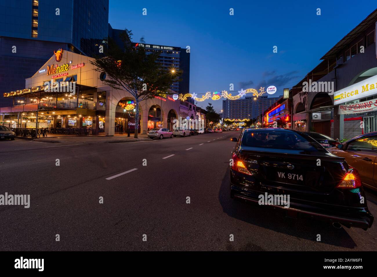 Holiday illumination on the main street of Melaka Raya during Chinese ...