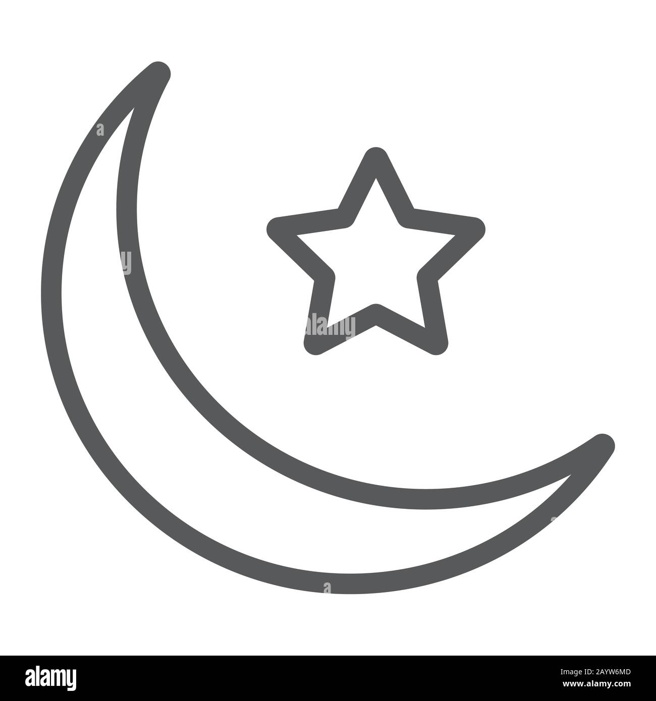 Islamic Crescent line icon, ramadan and islam, muslim sign, vector ...