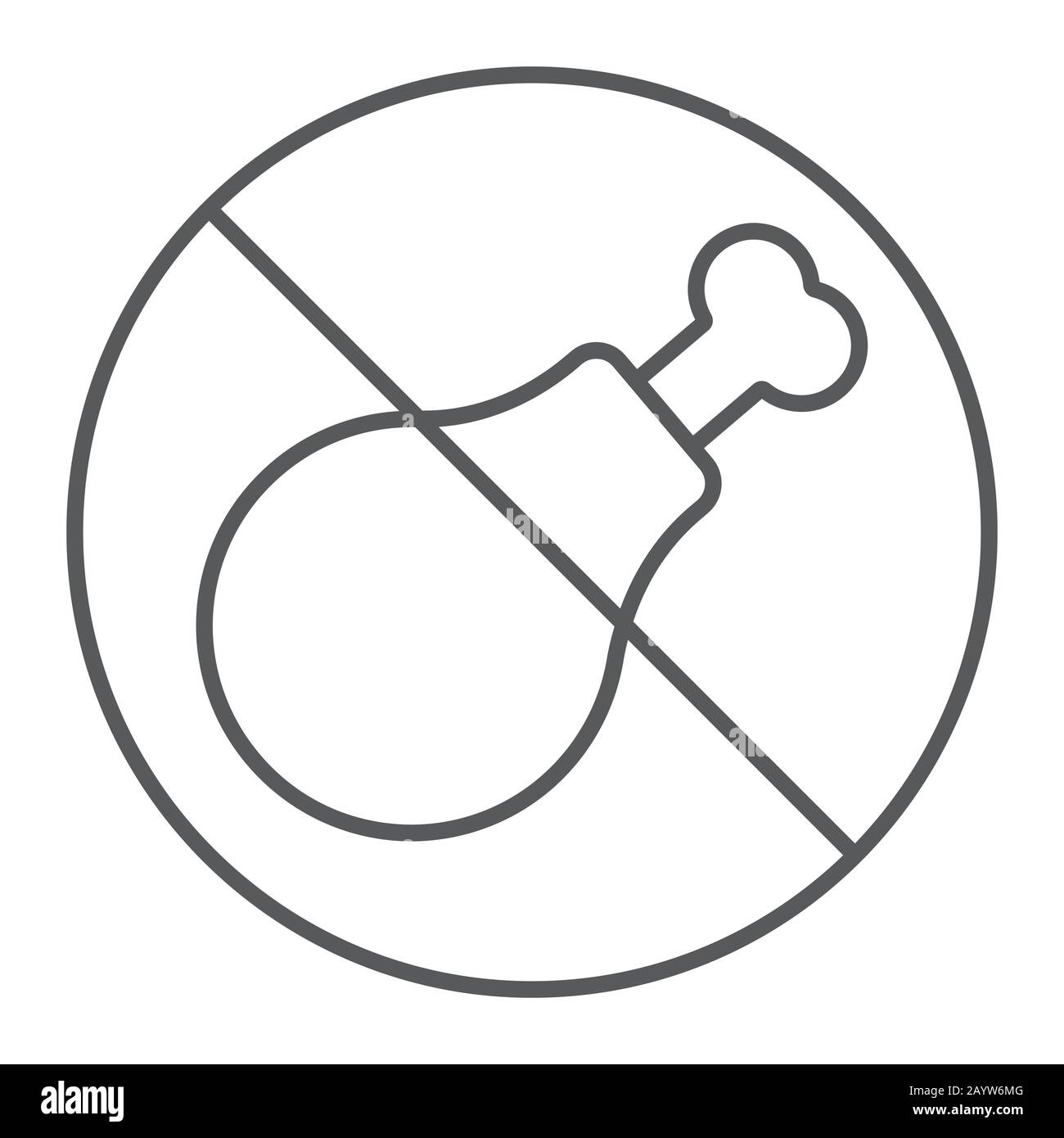 No food thin line icon, forbidden and prohibited, no food sign, vector ...
