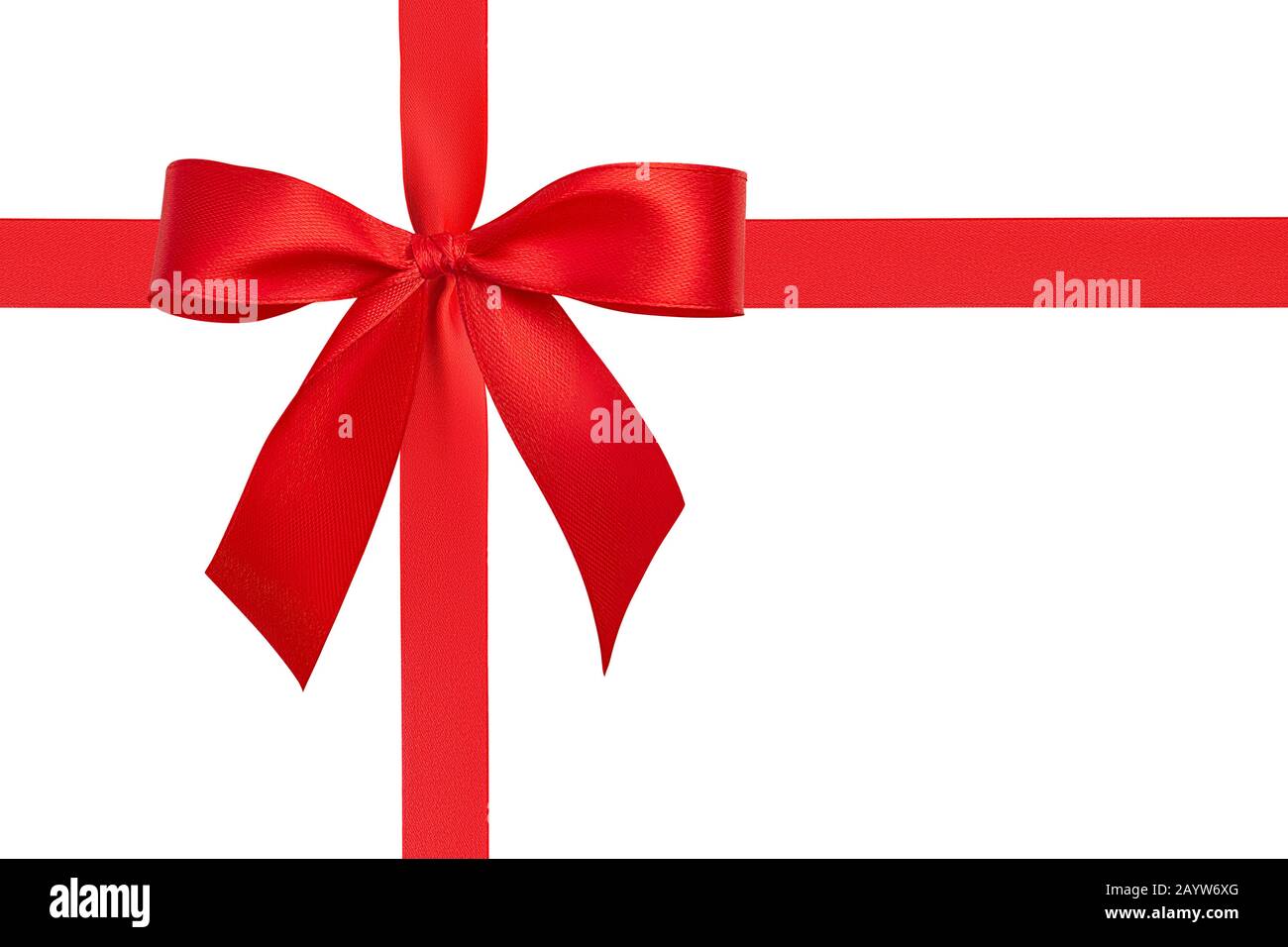 Flat lay simple beautiful perfect handmade bow and two red silk bright ...