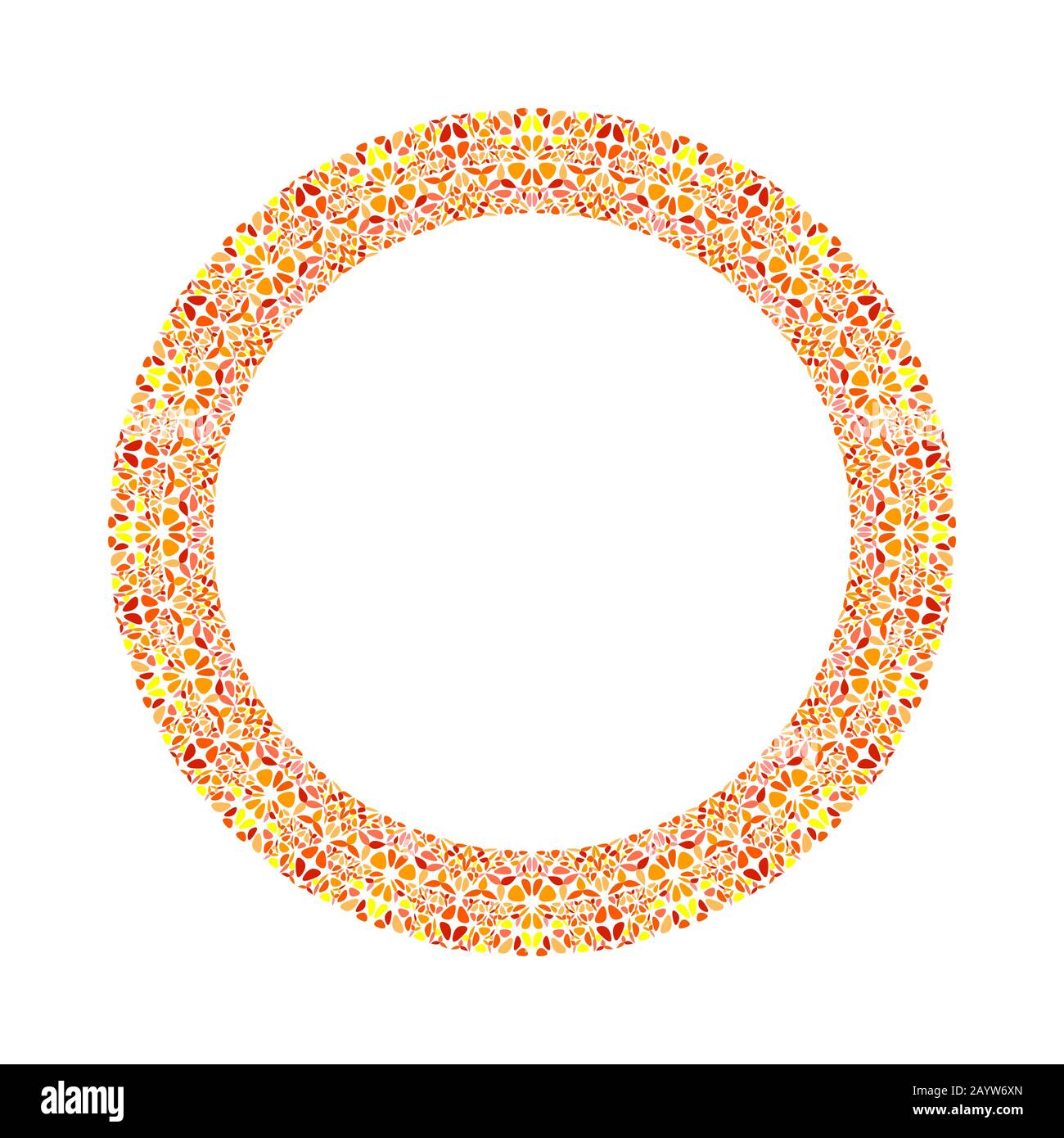Colorful floral frame - circular round vector design element on white ...