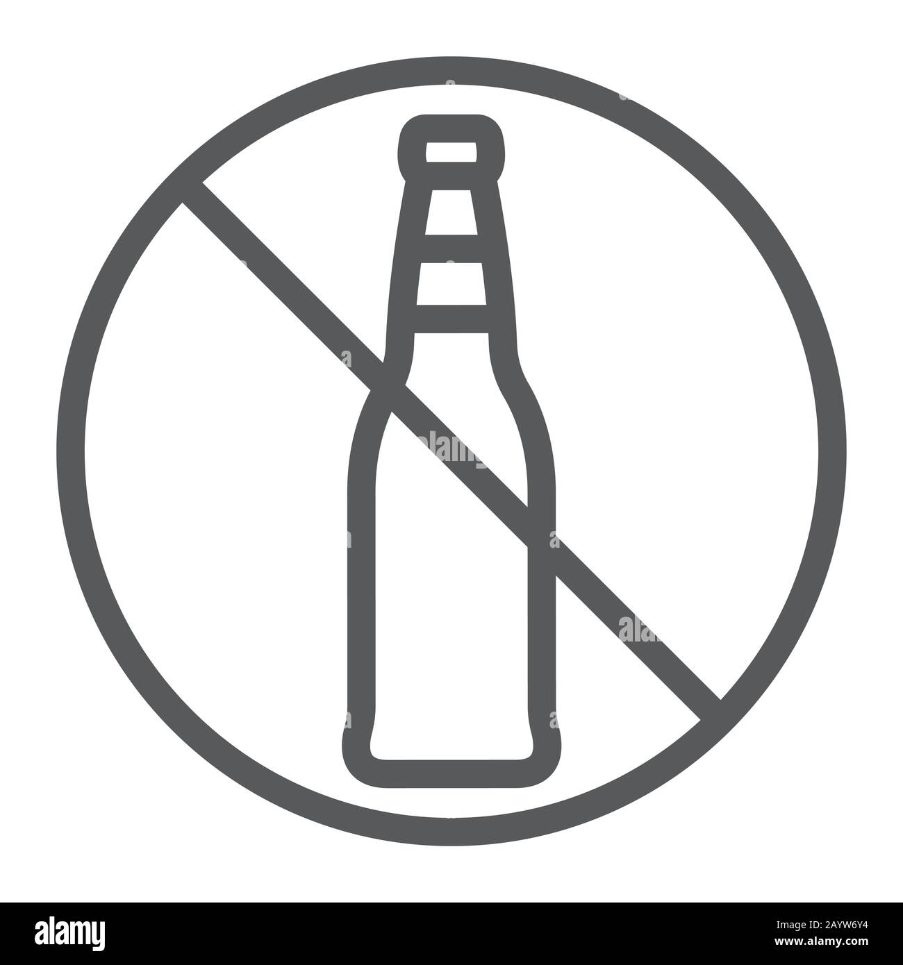 No alcohol line icon, forbidden and prohibited, no alcohol sign, vector ...