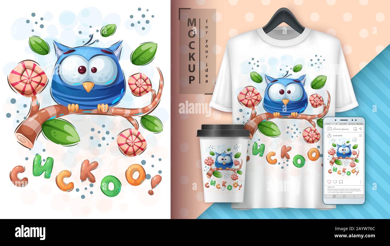 Cute owl poster and merchandising Stock Vector Image & Art - Alamy