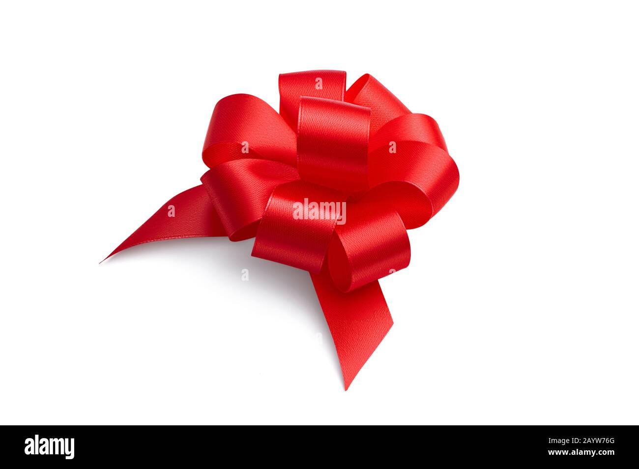 Side view on big beautiful red creative decorative ornate festive gift ...