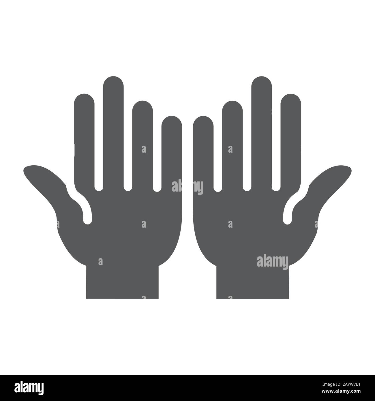 Islamic prayer glyph icon, islam and religion, prayer hands sign ...