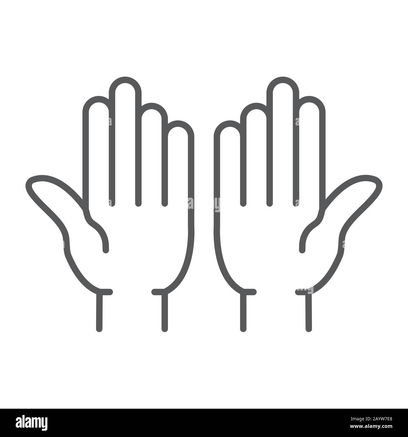 Islamic prayer thin line icon, islam and religion, prayer hands sign ...