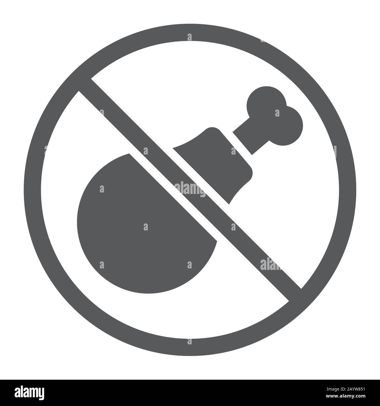 No food glyph icon, forbidden and prohibited, no food sign, vector ...