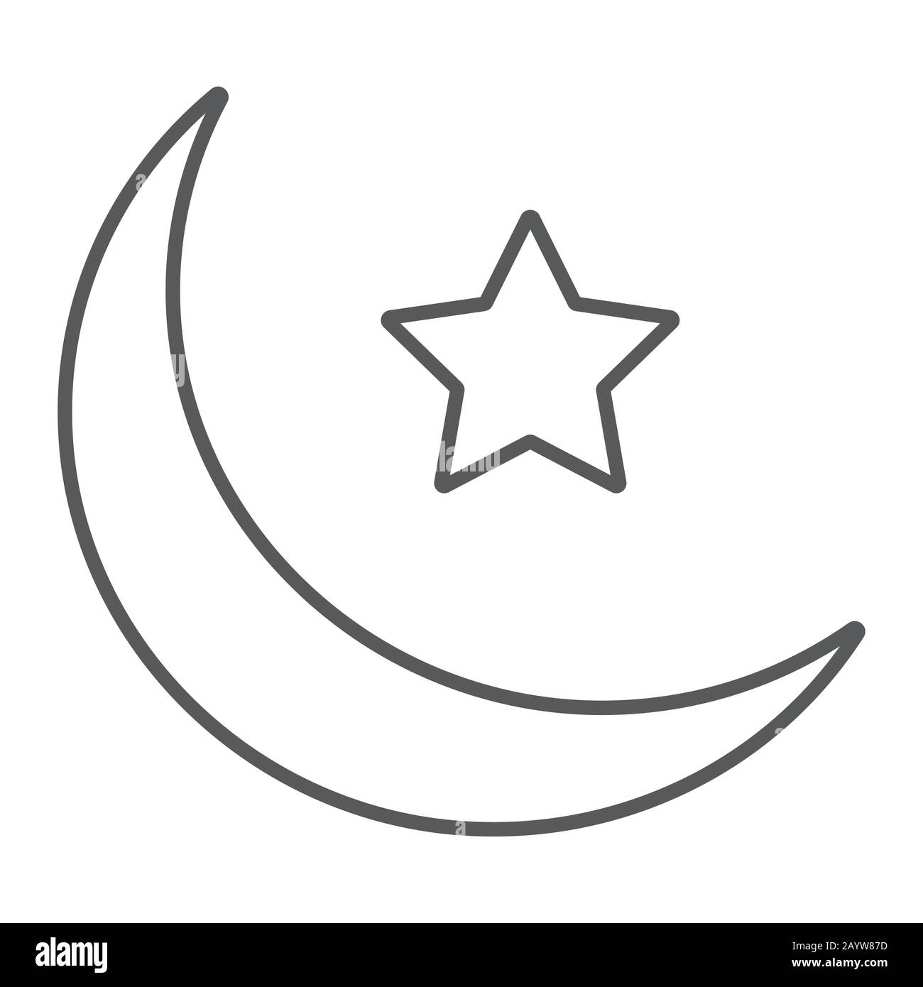 Islamic Crescent thin line icon, ramadan and islam, muslim sign, vector ...