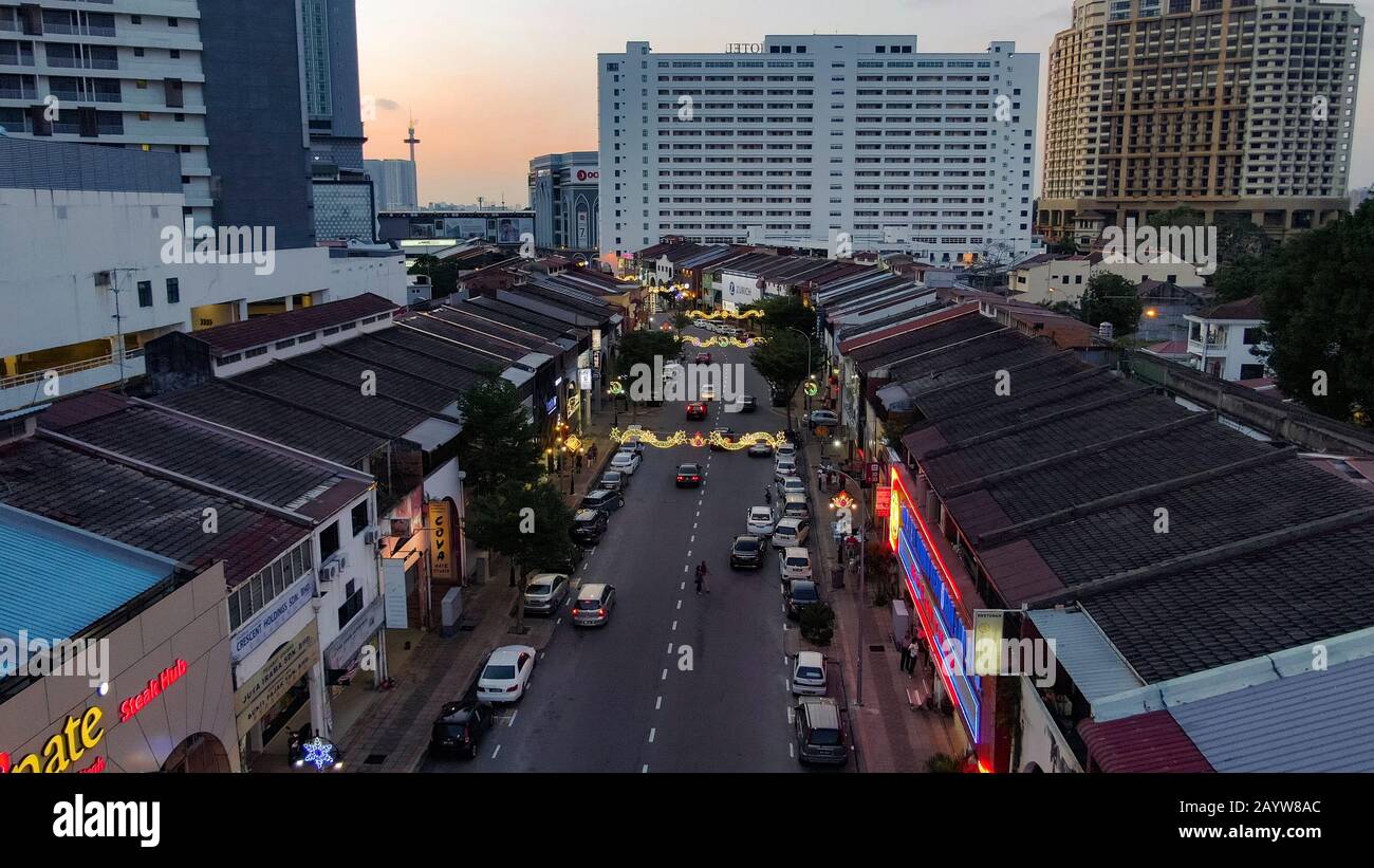 Holiday illumination on the main street of Melaka Raya during Chinese ...