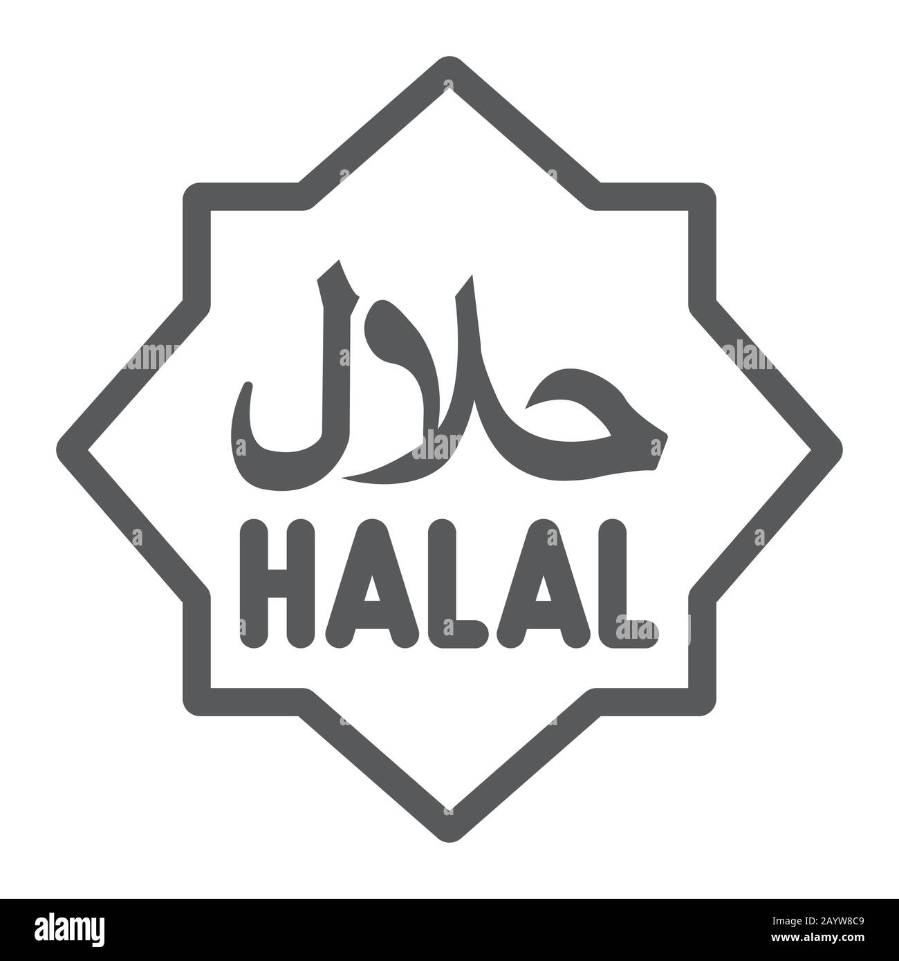 Halal line icon, islam and religion, Halal product sign, vector ...