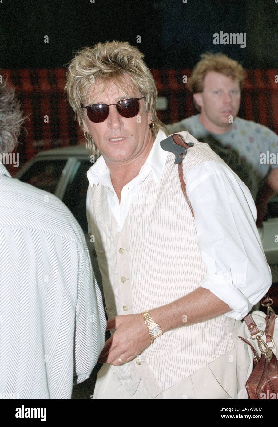 Rod Stewart arrives at Southampton, England after travelling by Queen ...