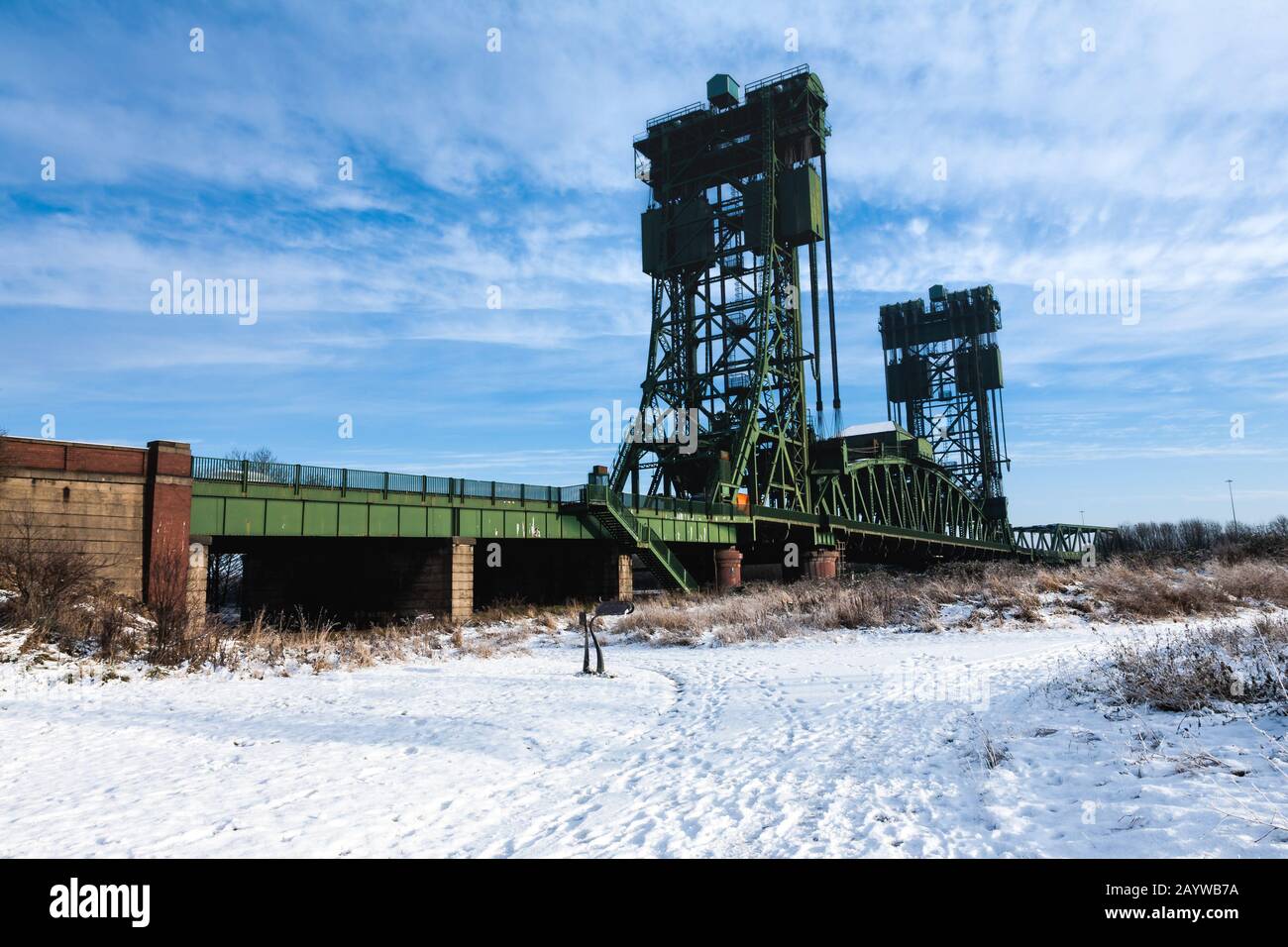 A cold Winters day around the North side of the historic Newport Bridge ...
