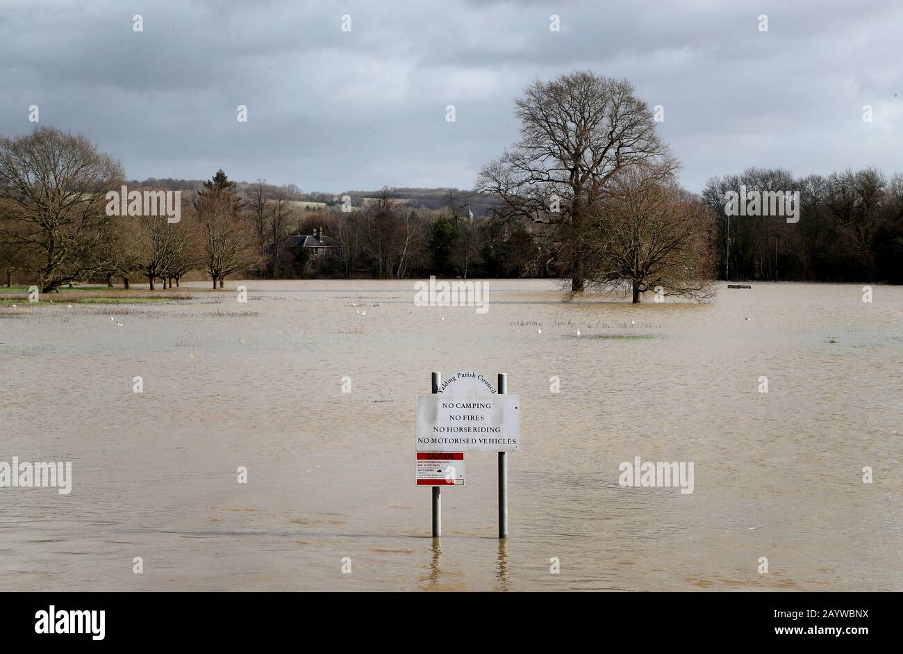 A flooded field as the water rises near Yalding in Kent in the ...