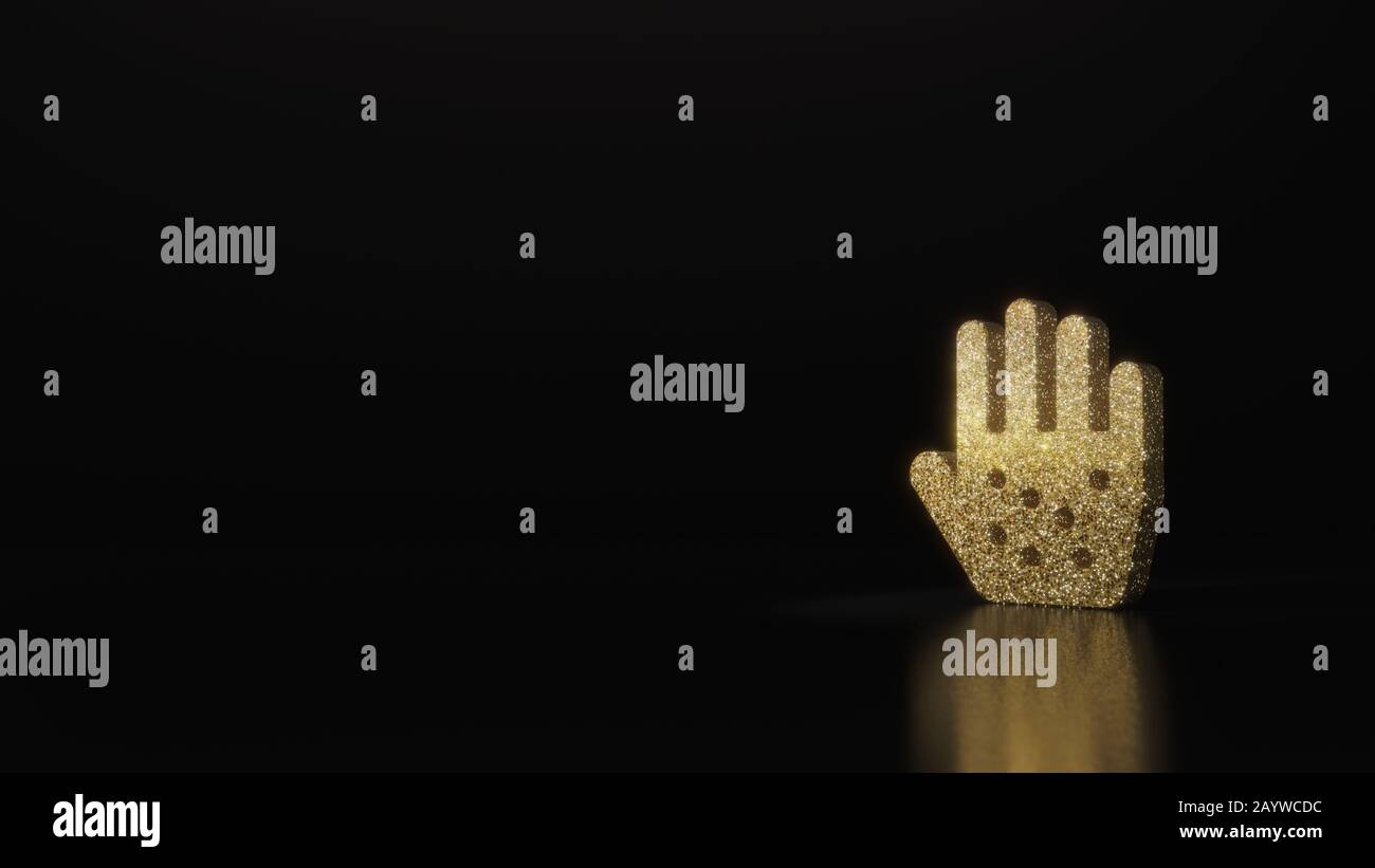 gold glitter symbol of allergic reaction on hand 3D rendering on dark ...