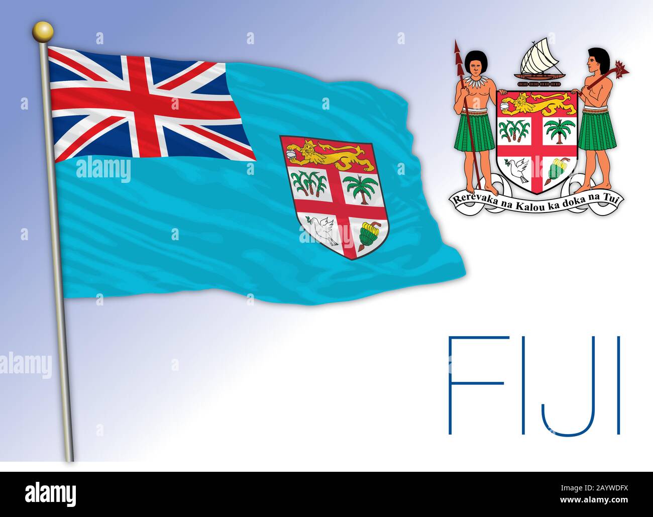 Fiji official national flag and coat of arms, vector illustration Stock ...