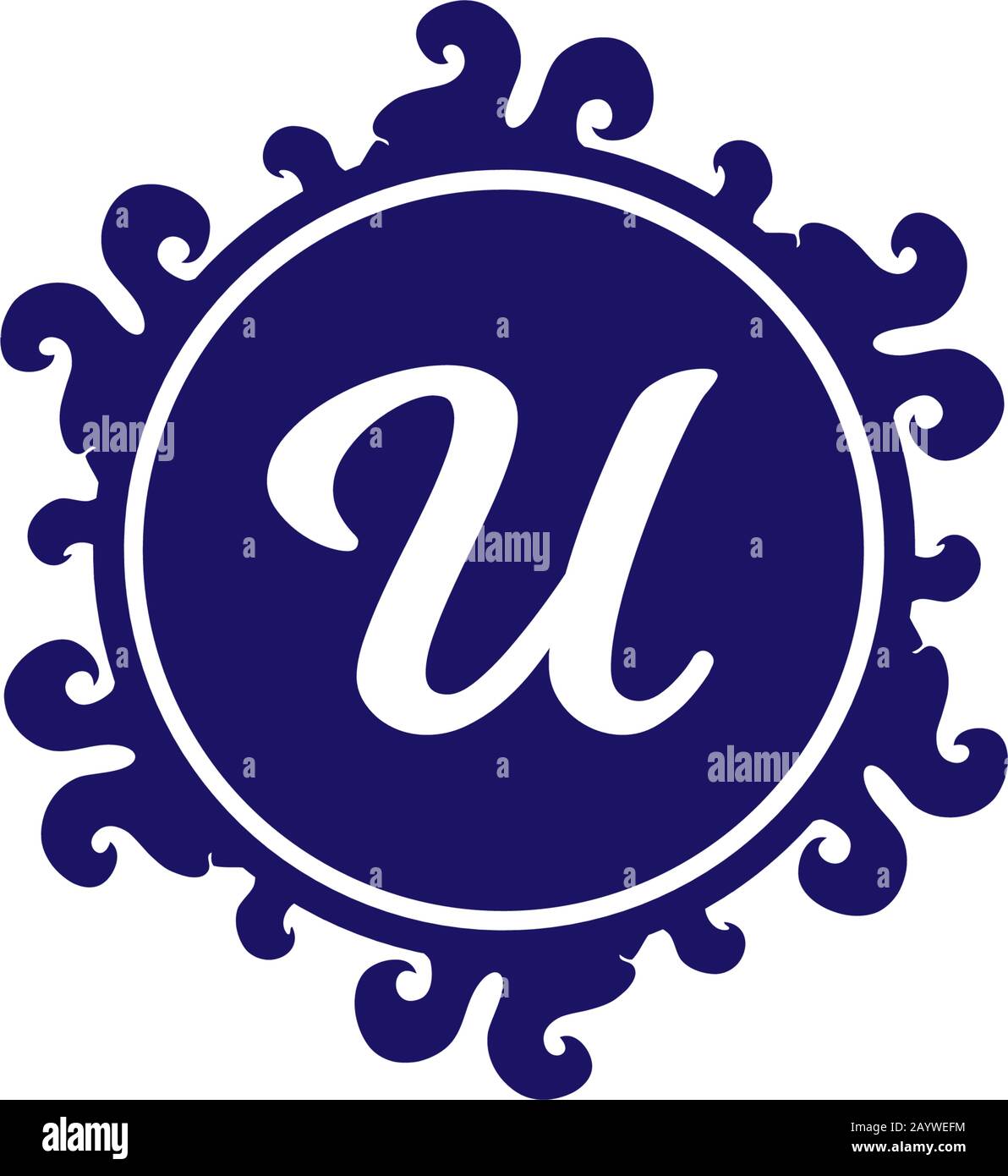 Letter U Decorative Alphabet Logo isolated on White Background, Elegant ...