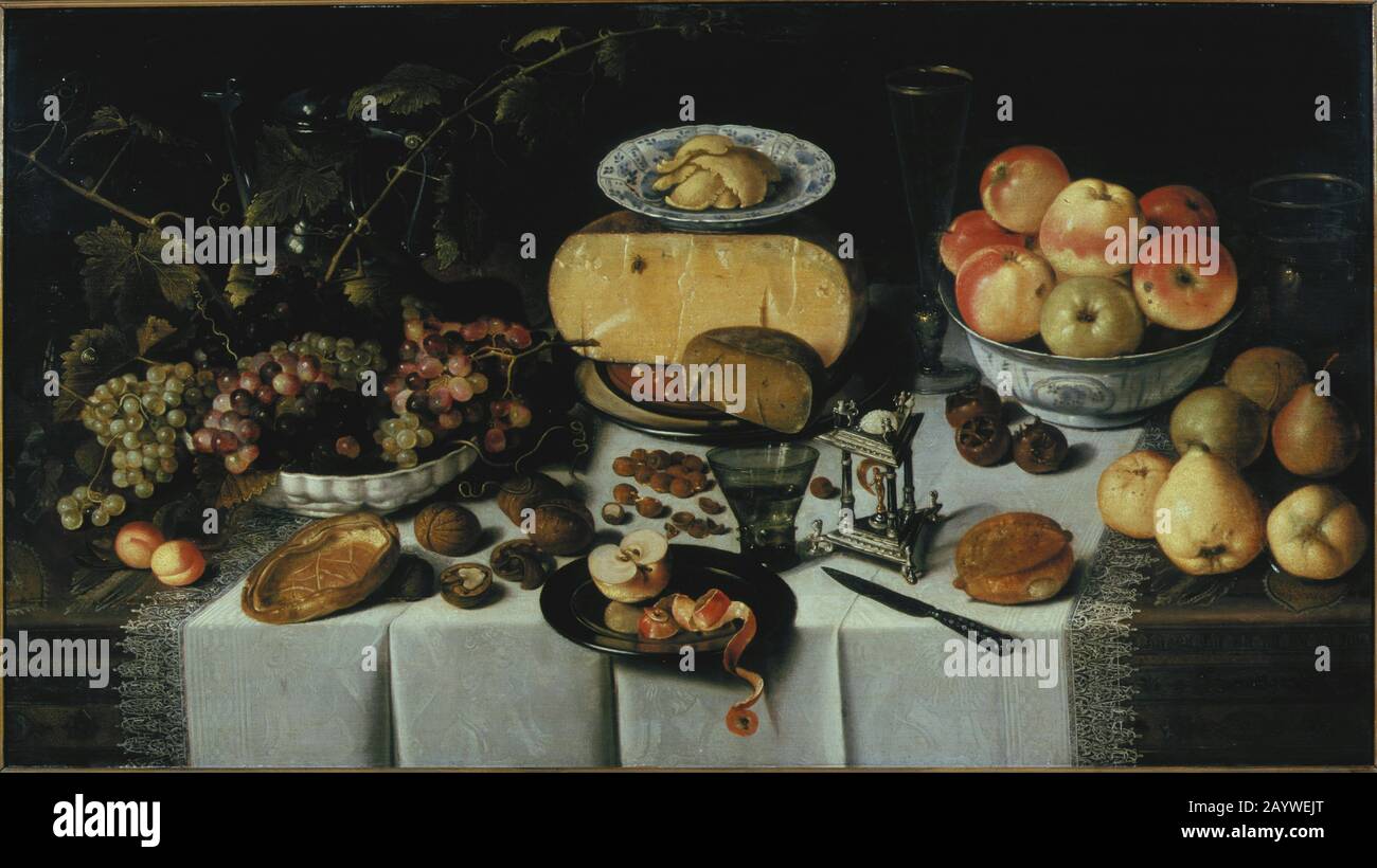 Still life with cheese and fruits. Museum: Museum Mayer van den Bergh ...