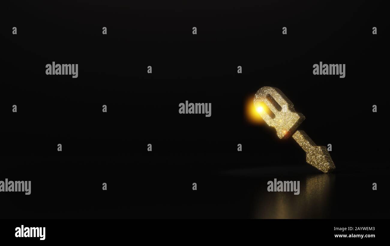 gold glitter symbol of screwdriver 3D rendering on dark black ...