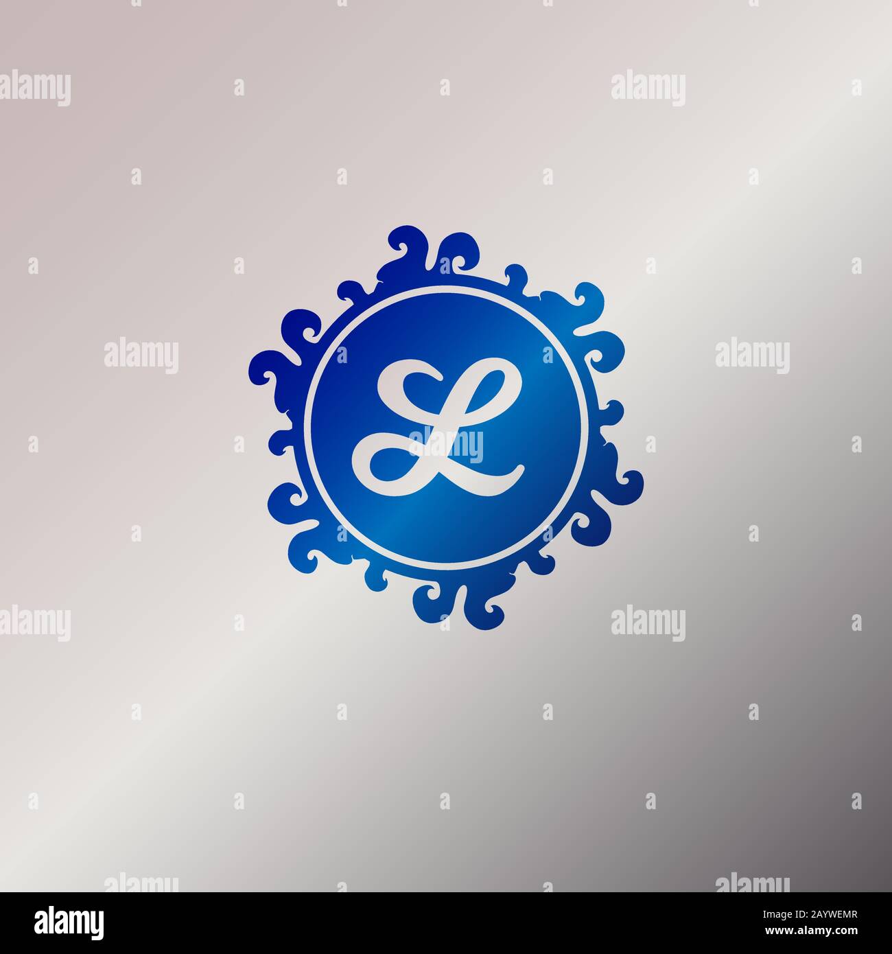 Letter L Decorative Alphabet Logo on Metalic Gray Background, Elegant ...