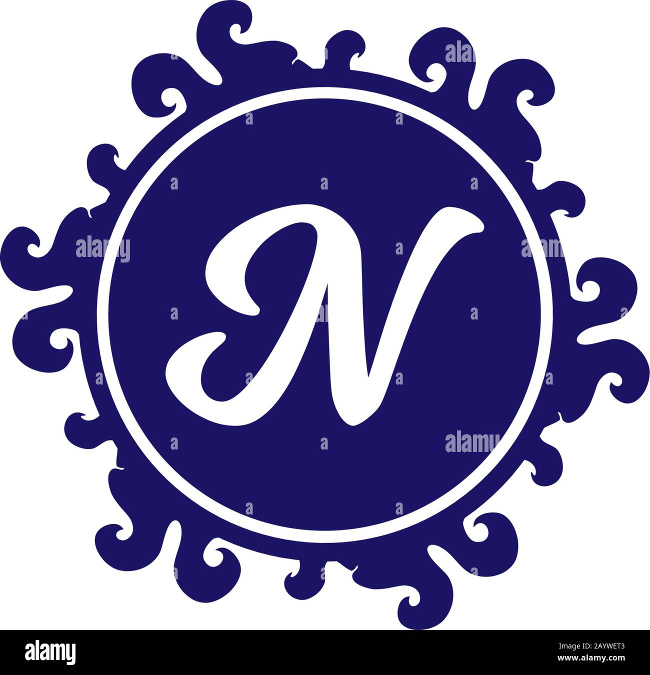 Letter N Decorative Alphabet Logo isolated on White Background, Elegant ...