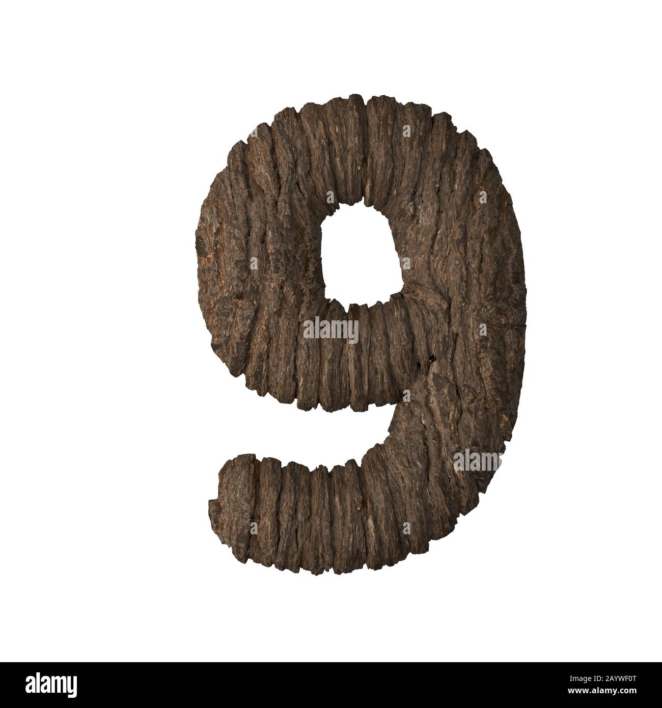 Bark letter 9 - 3D illustration Stock Photo - Alamy