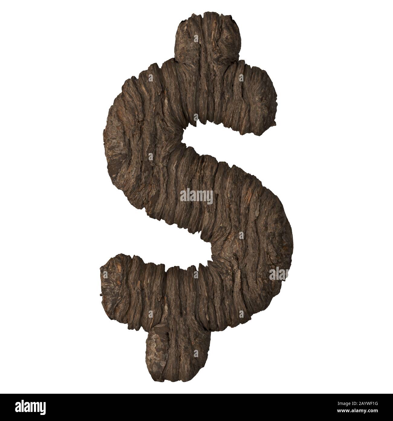Bark letter $ - 3D illustration Stock Photo - Alamy