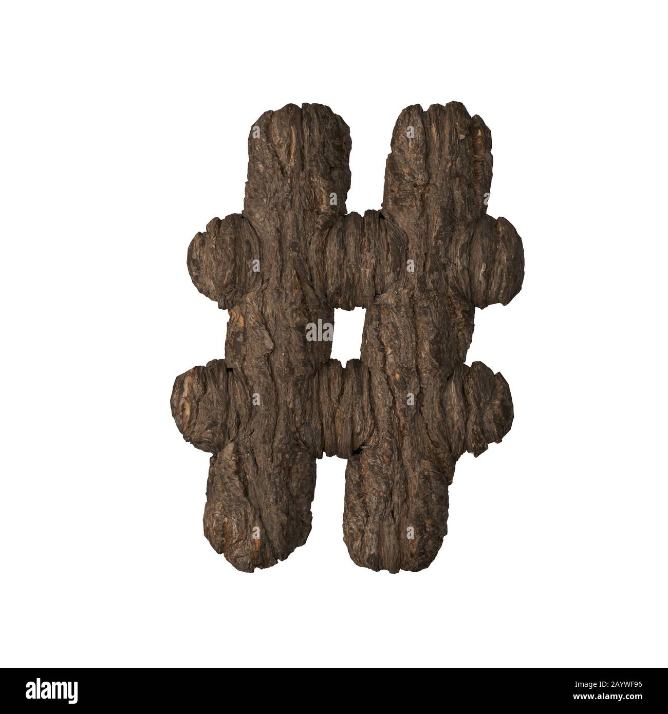 Bark letter # - 3D illustration Stock Photo - Alamy