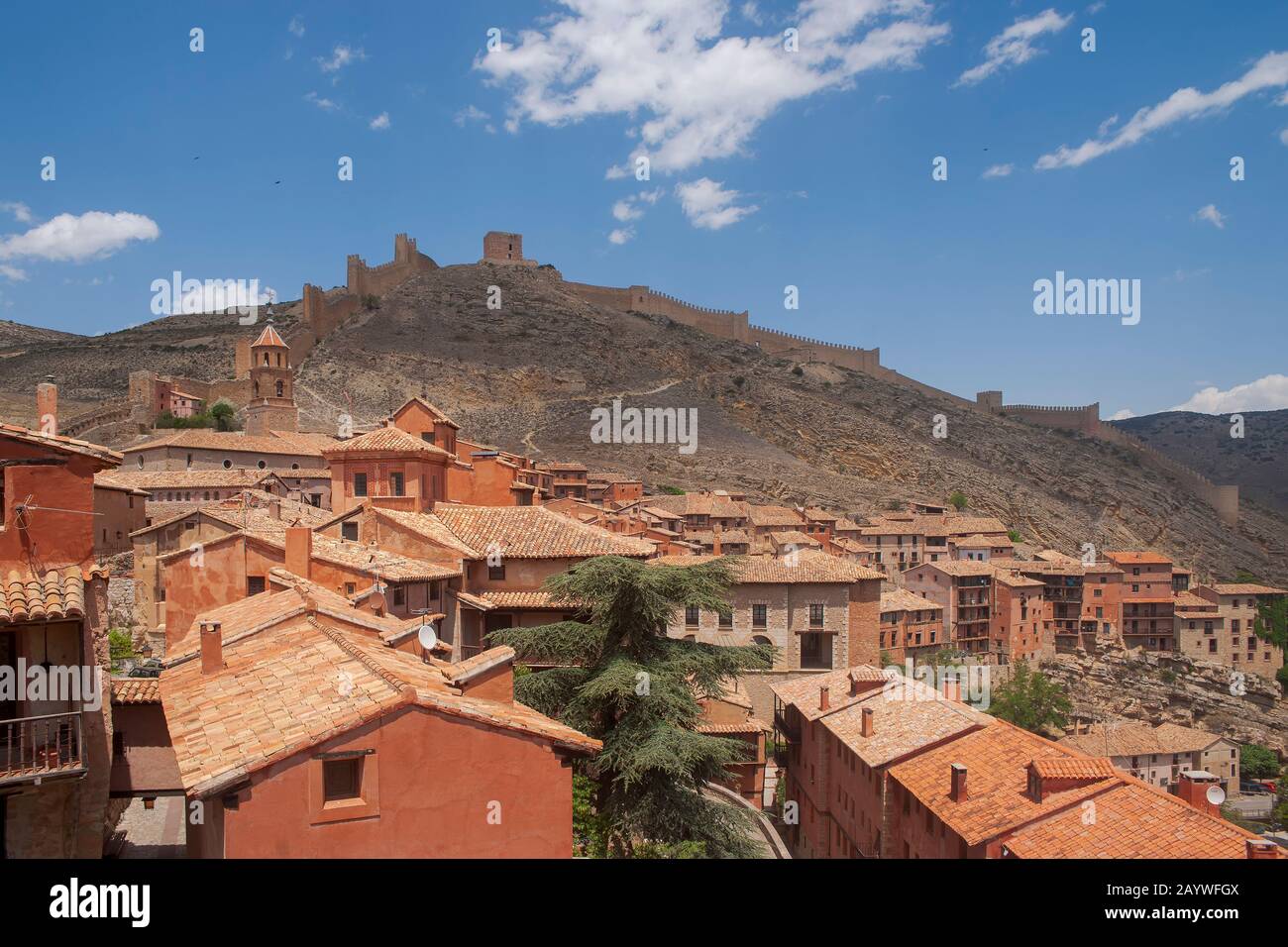 beautiful medieval village in Spain, Albarracin in the province of ...