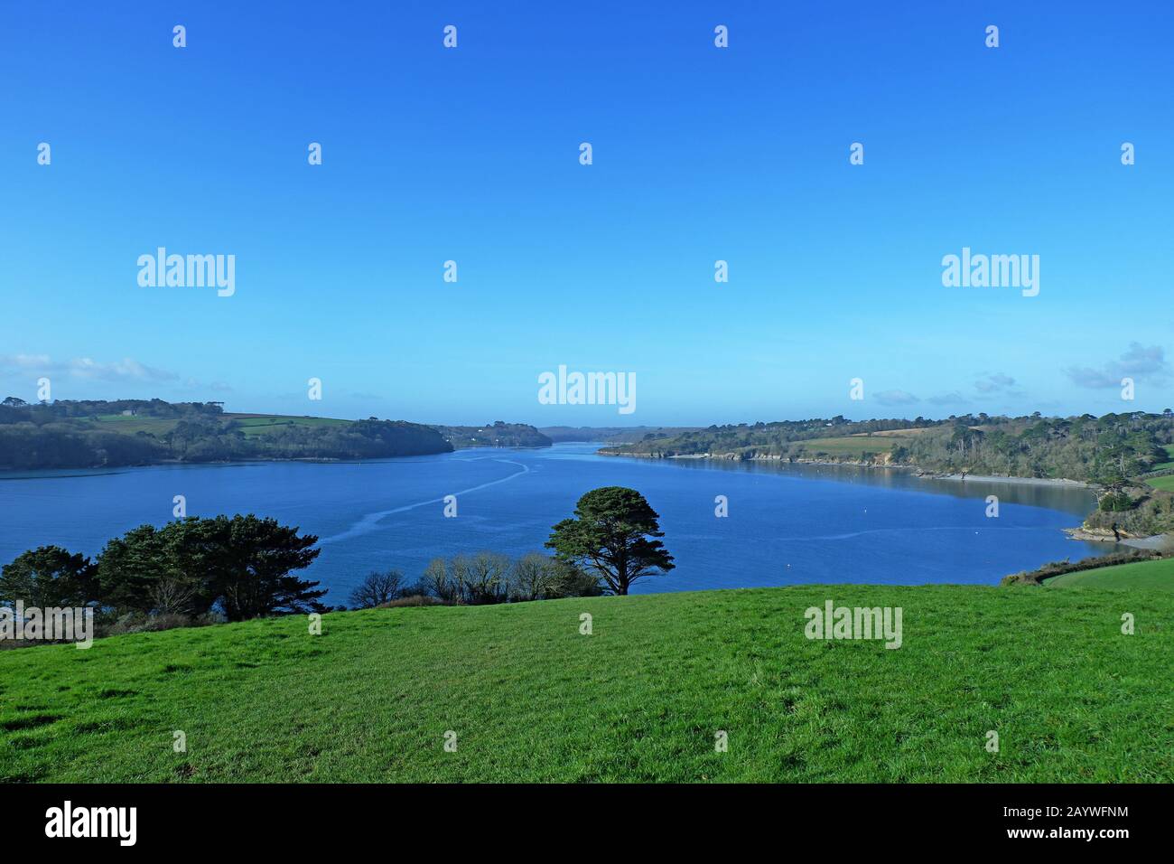 view over the helford river from mawnan smith in cornwall, england, uk ...