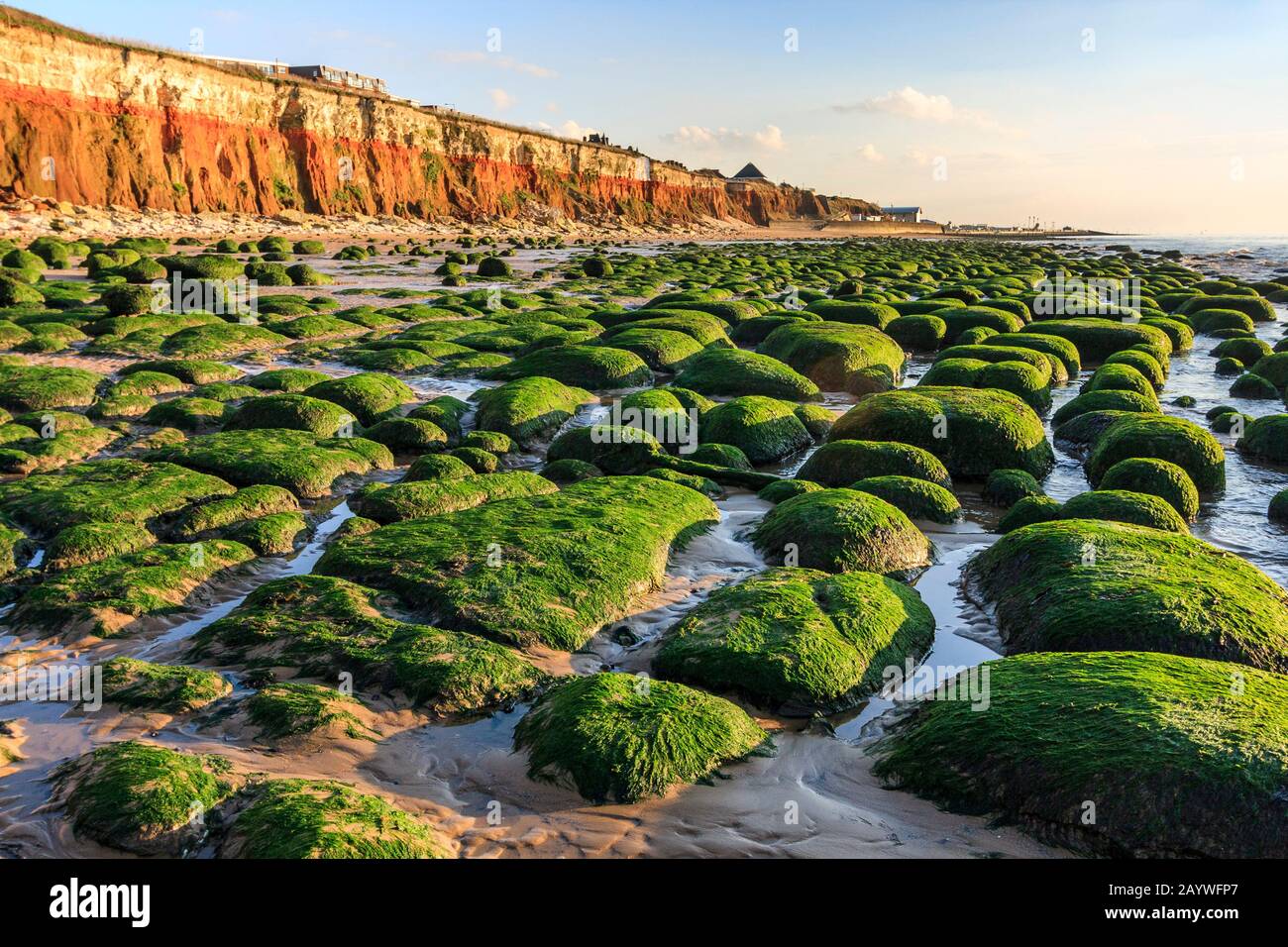 hunstanton coast norfolk county cliff strata geology from beach east ...