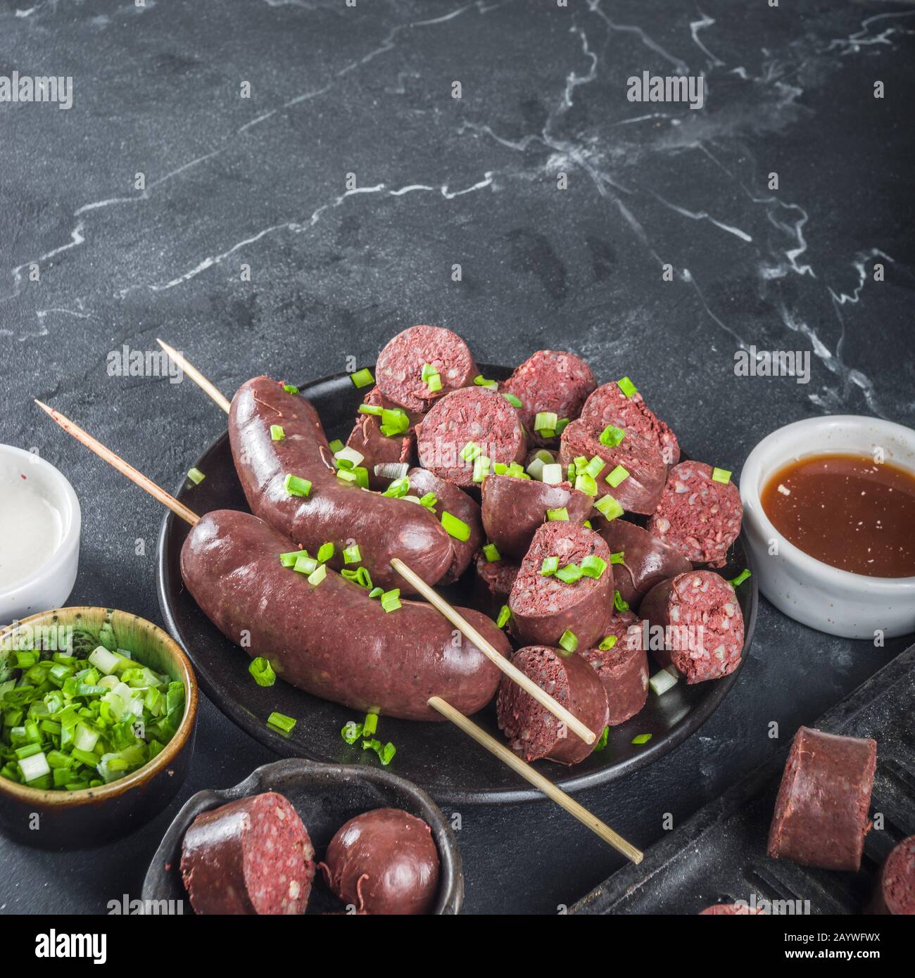 Korean traditional national food. Street home Asian cuisine. Sliced ...