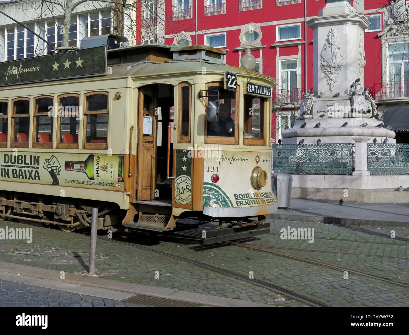 Old-fashioned trams run also in Porto Stock Photo - Alamy