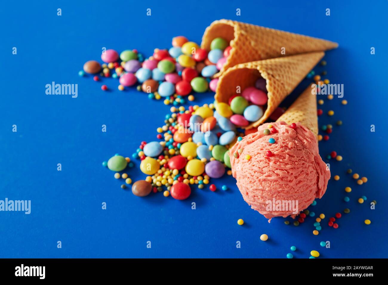 Colorful festive party background for Summer with berry ice cream in a ...