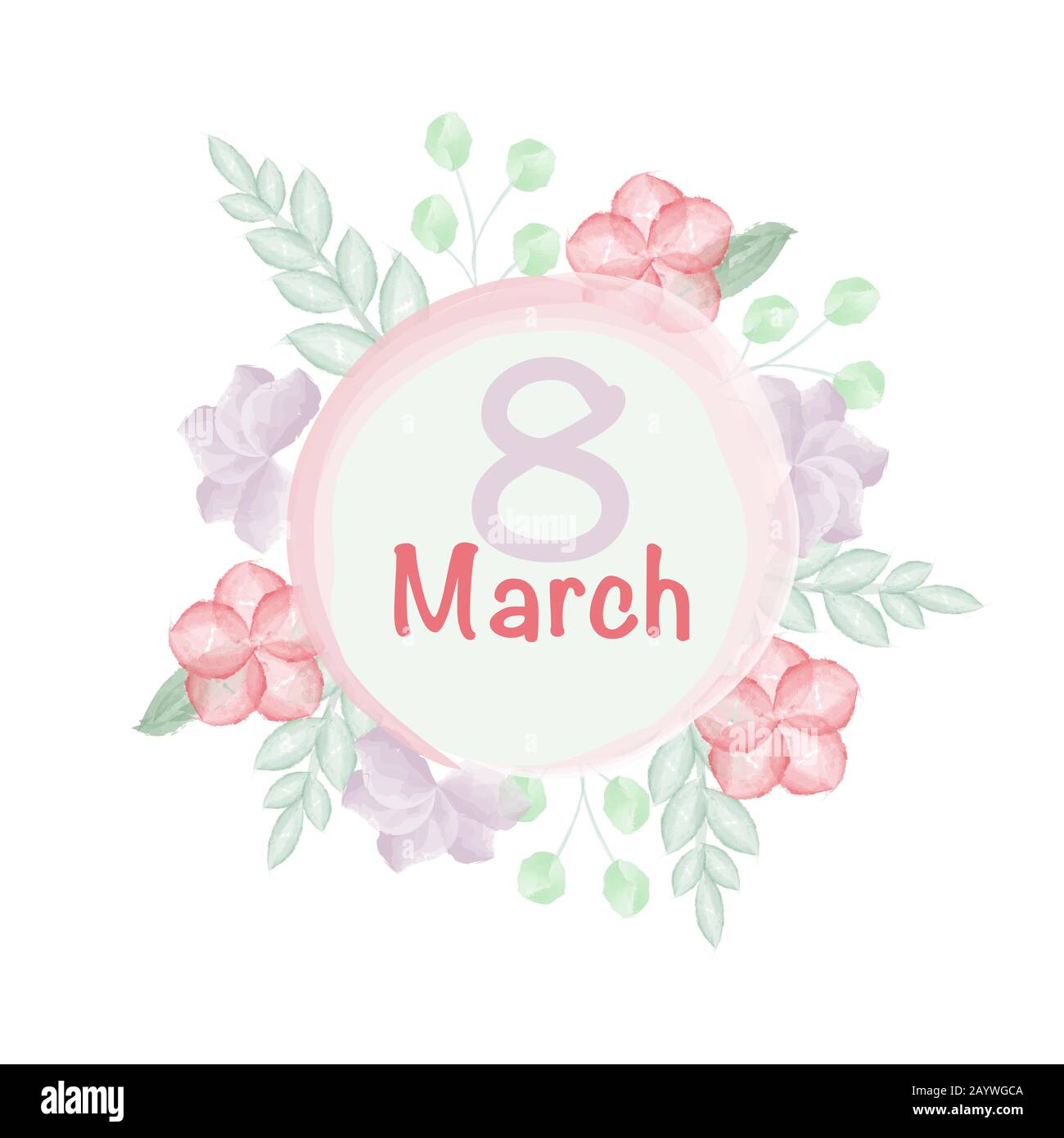 8 March vector watercolor card Stock Vector Image & Art - Alamy