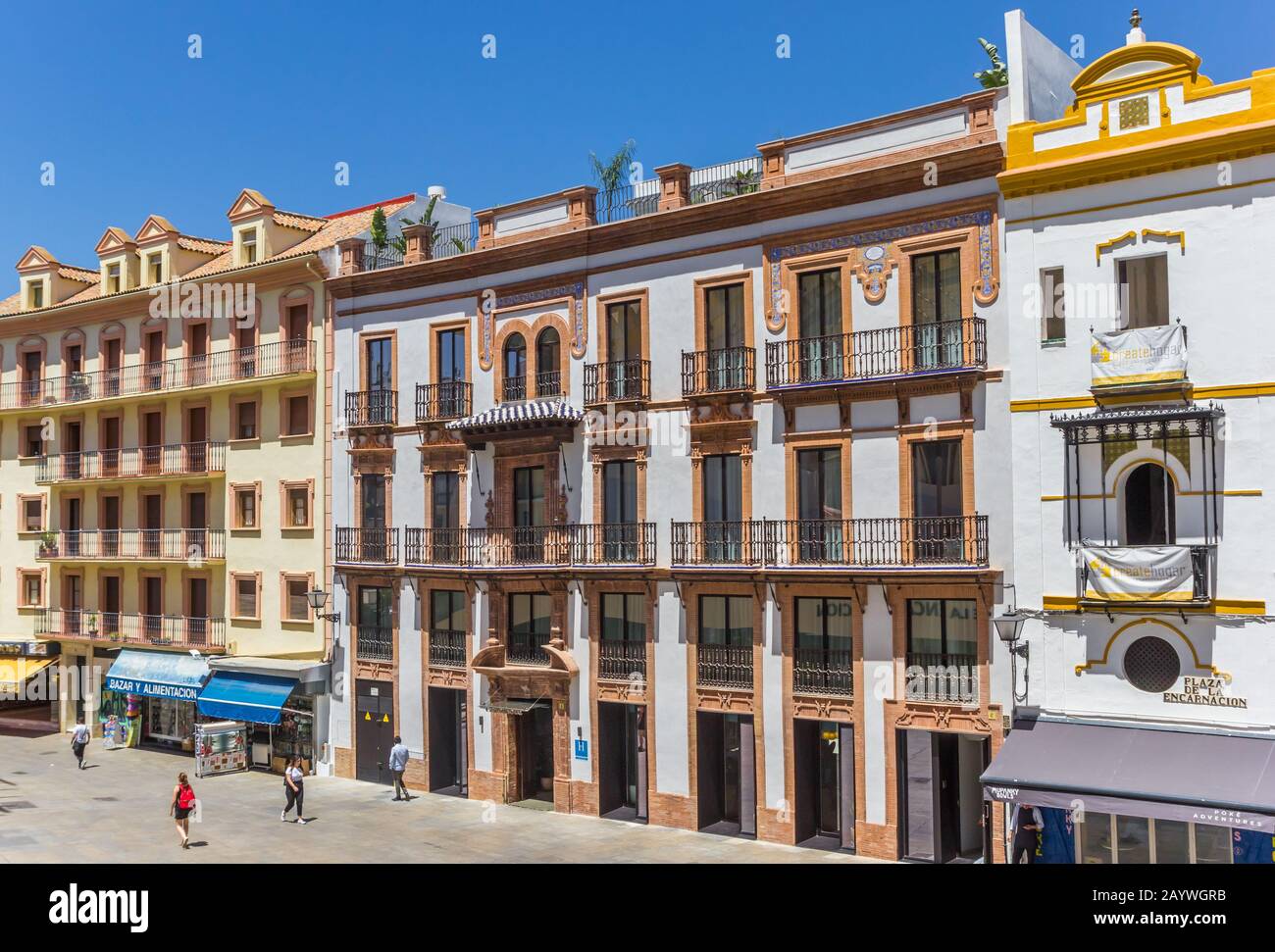 Historic buildings at the Plaza Encarnacion in Sevilla, Spain Stock ...