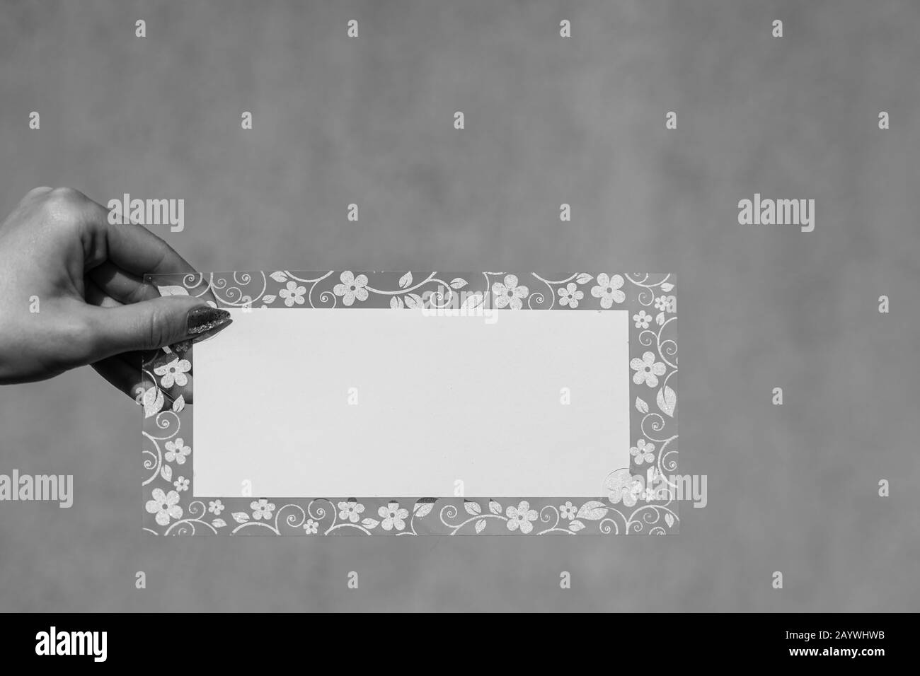 Horizontal floral banner frame Black and White Stock Photos & Images ...