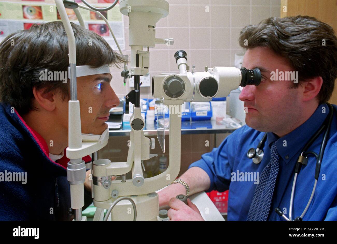 Indirect ophthalmoscope eye examination hi-res stock photography and ...