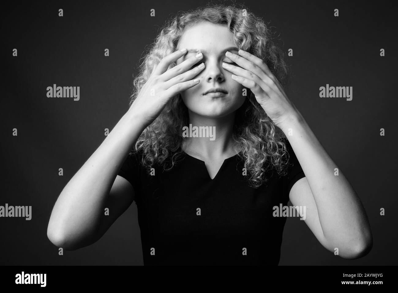 Hand Covering Eyes Woman Vintage High Resolution Stock Photography and ...