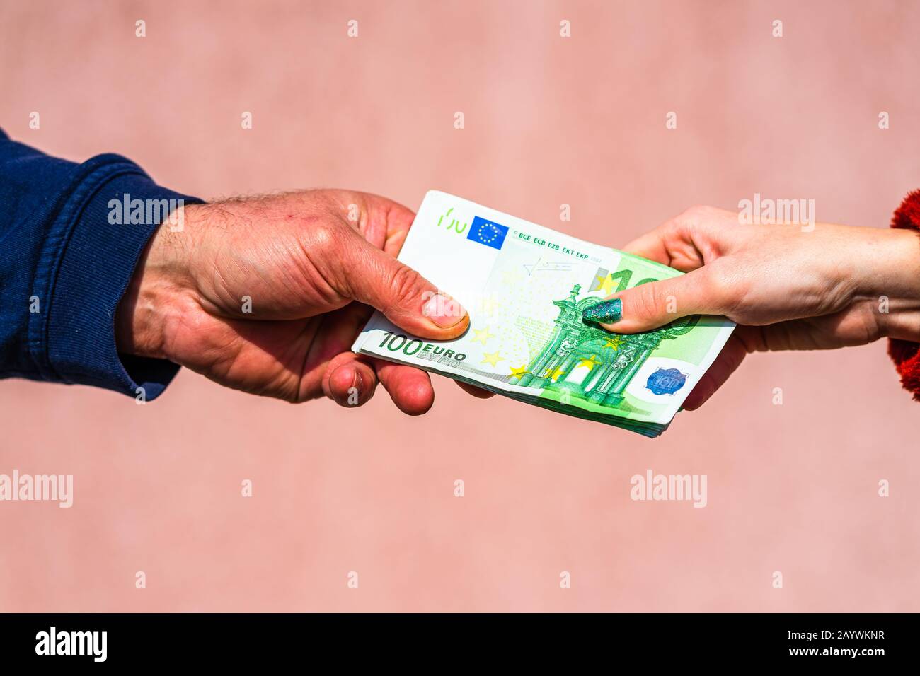 Hand giving money like bribe or tips or salary isolated, hard worked ...