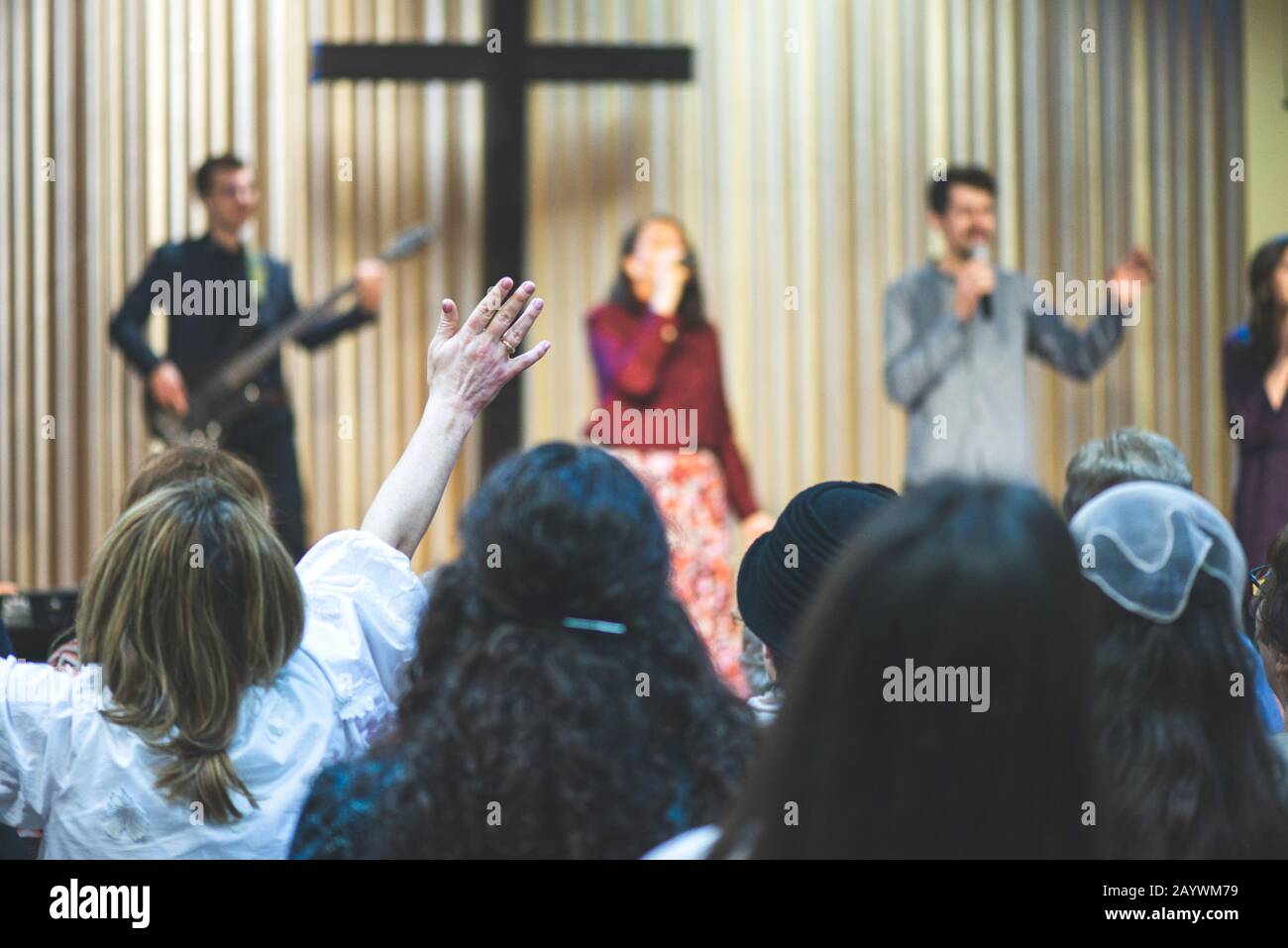 Christian congregation worship God together Stock Photo - Alamy